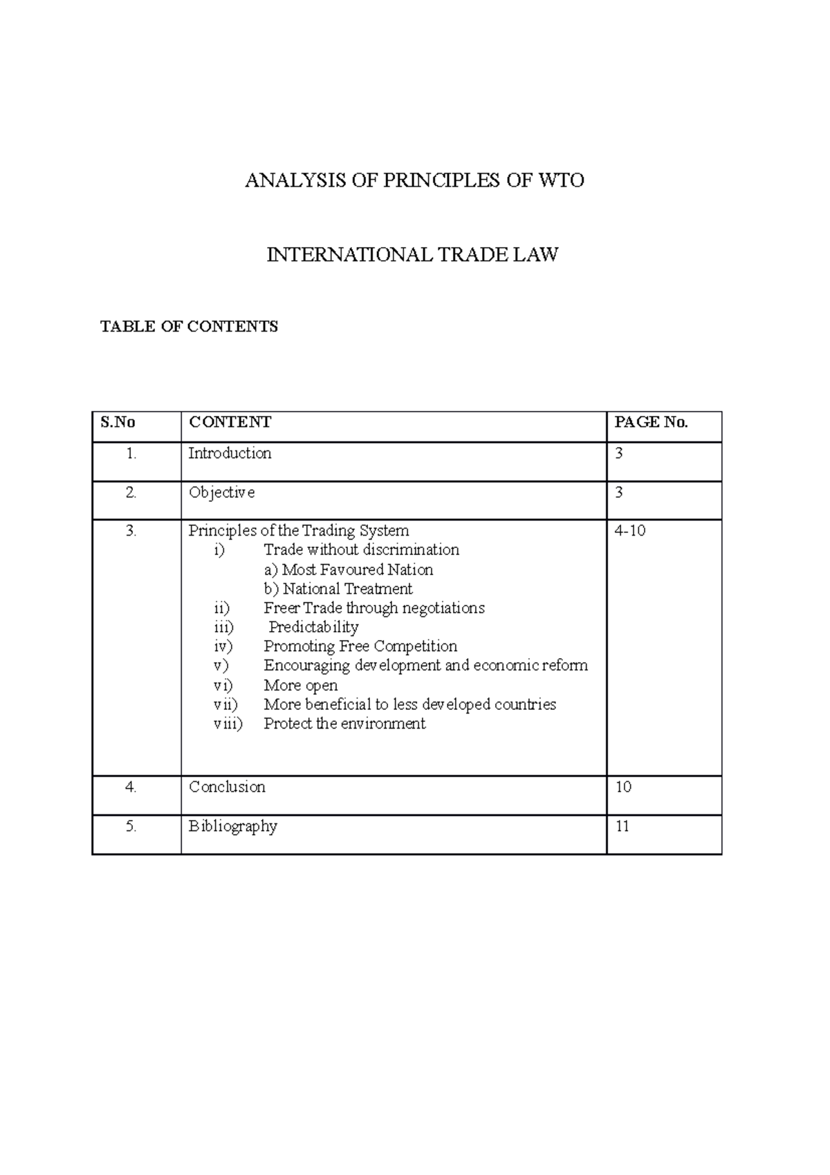 International Trade LAW - ANALYSIS OF PRINCIPLES OF WTO INTERNATIONAL ...