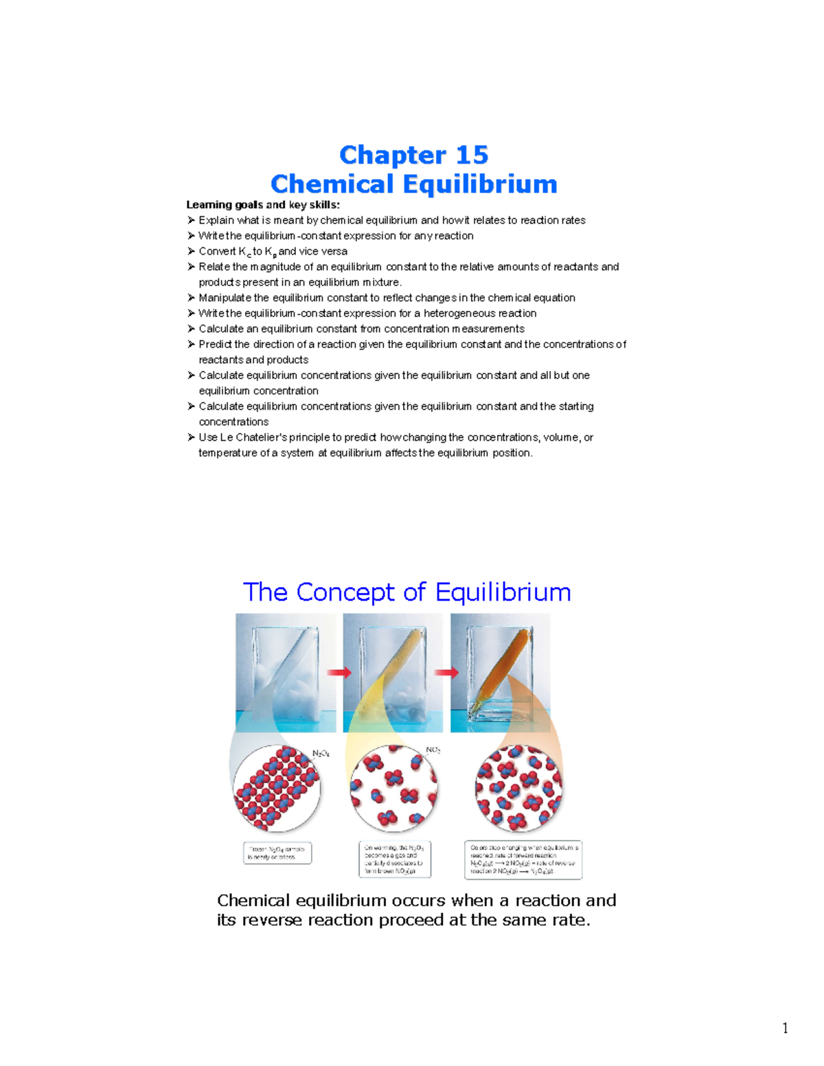 Handout-Chemical-Equilibrium - Learning goals and key skills: Explain ...