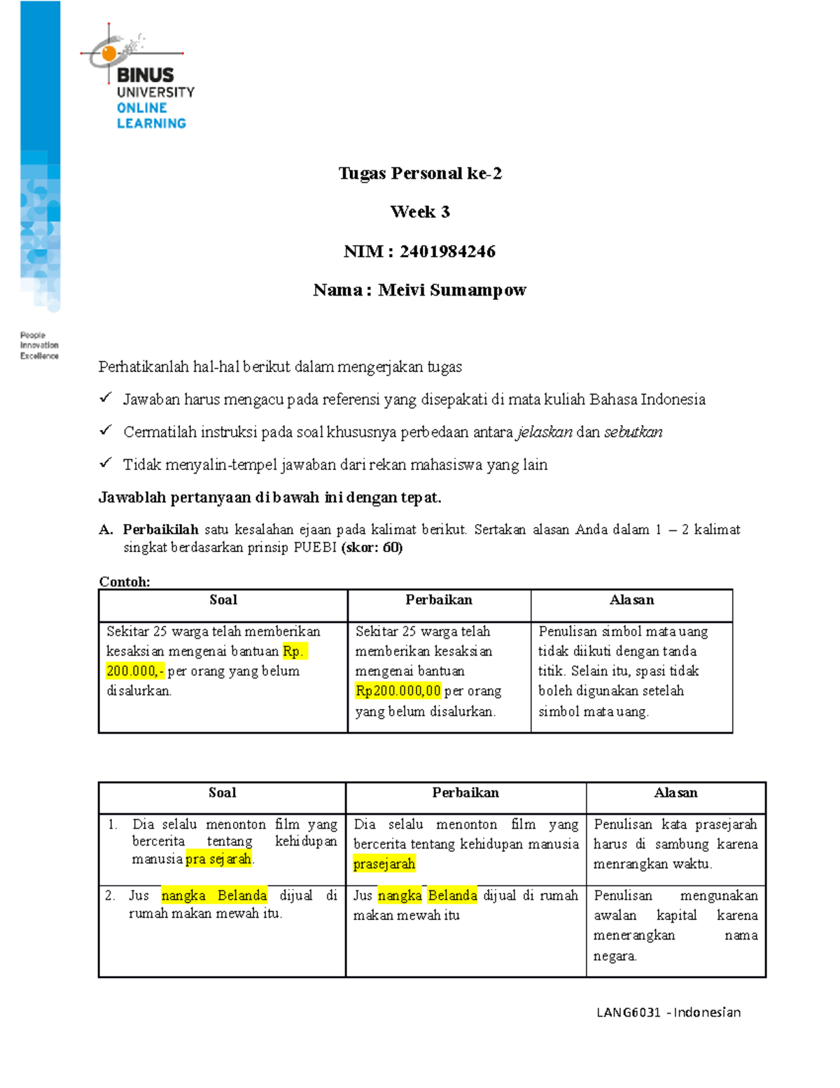 2112 LANG6031038 TQEA TP2-W3-S4-R4 2401984246 Meivi Sumampow - Tugas Personal ke- Week 3 NIM ...