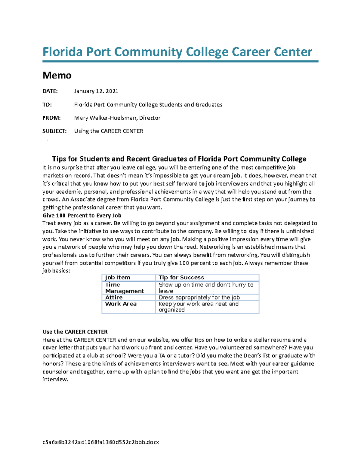 2F Career Tips microsoft word - Florida Port Community College Career ...
