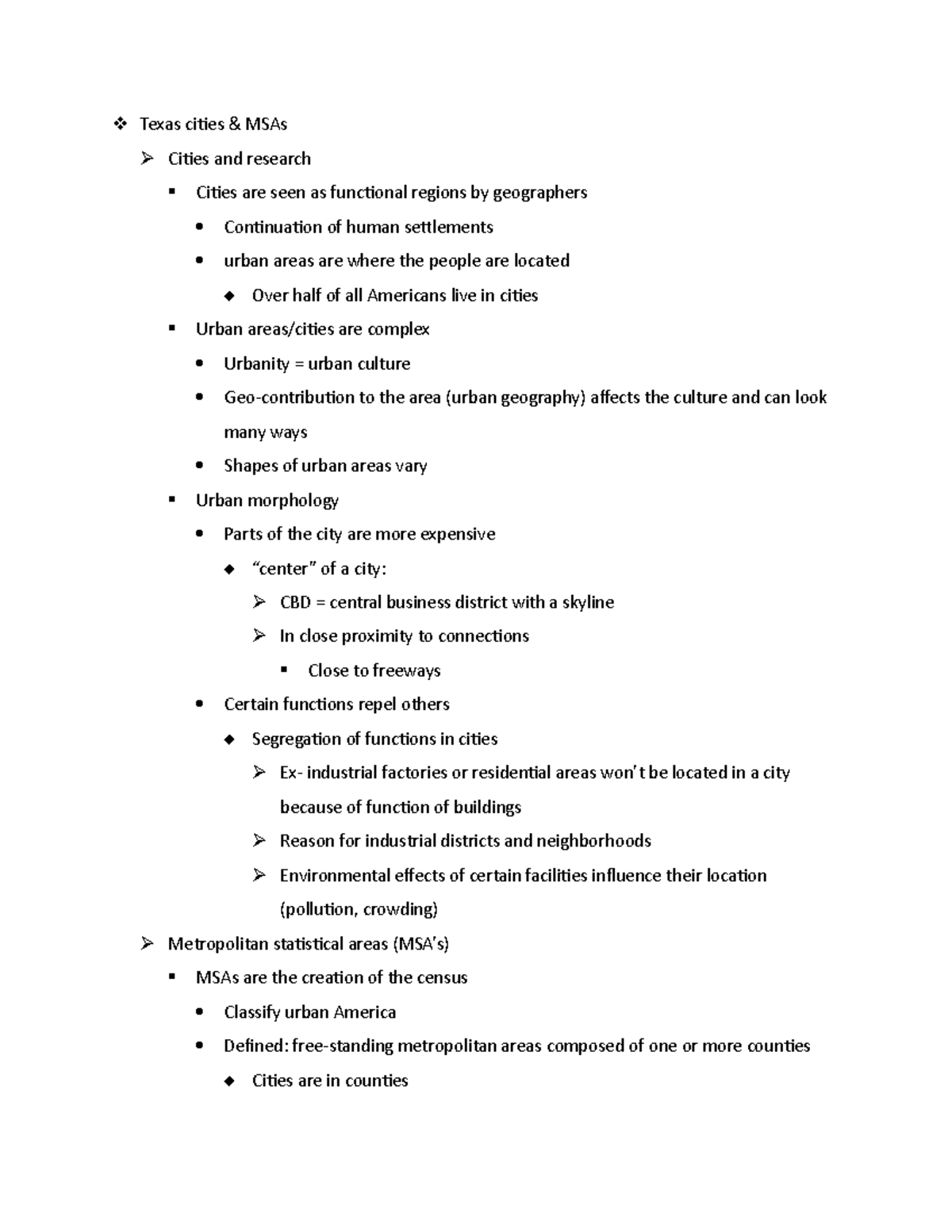 tx geography lecture notes texas MSAs and cities - Texas cities & MSAs ...