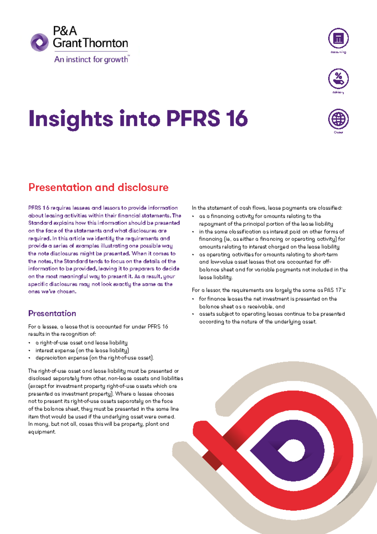 Insights into pfrs 16 presentation and disclosure - PFRS 16 requires ...