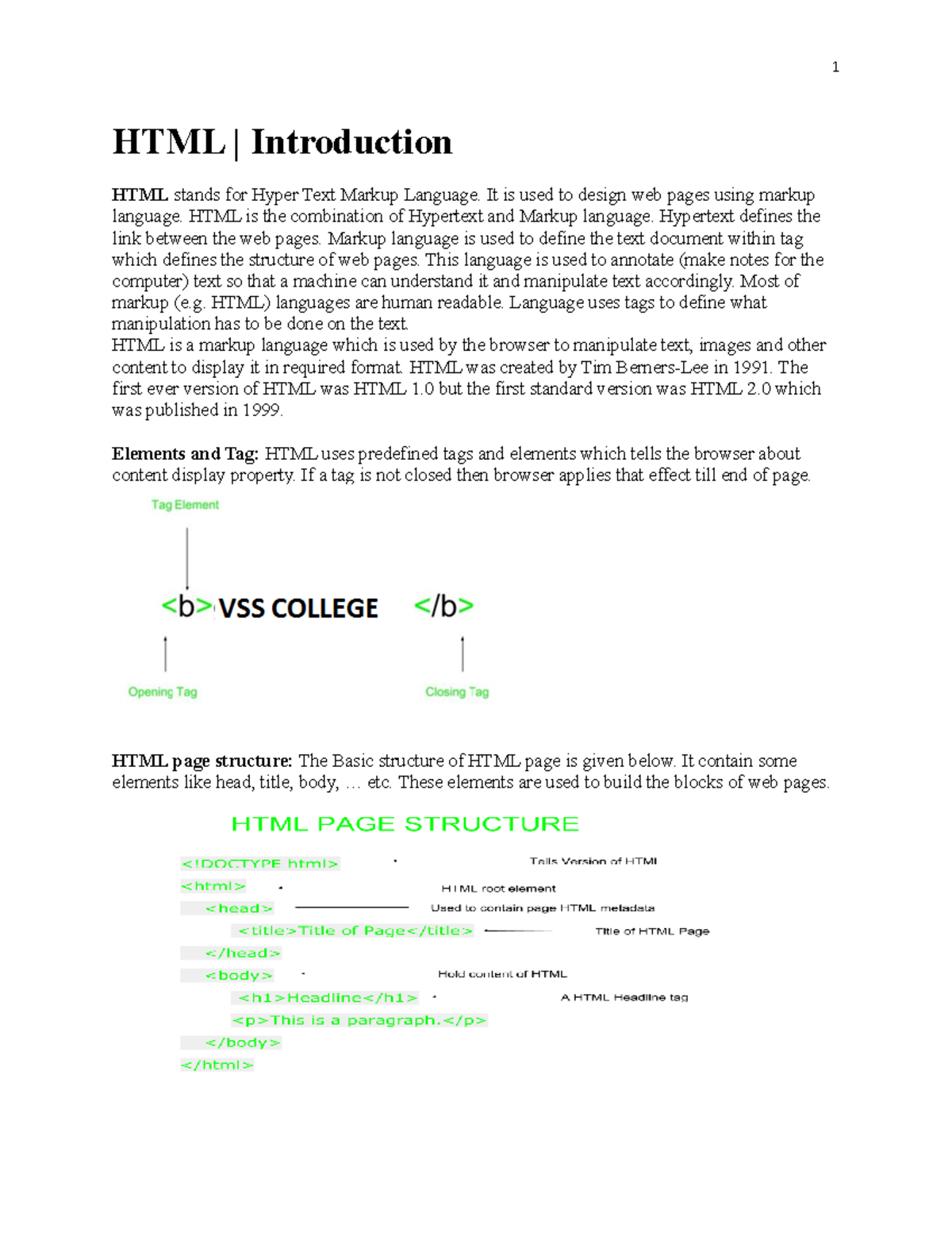 Web Design-1 - HTML | Introduction HTML stands for Hyper Text Markup Language. It is used to ...