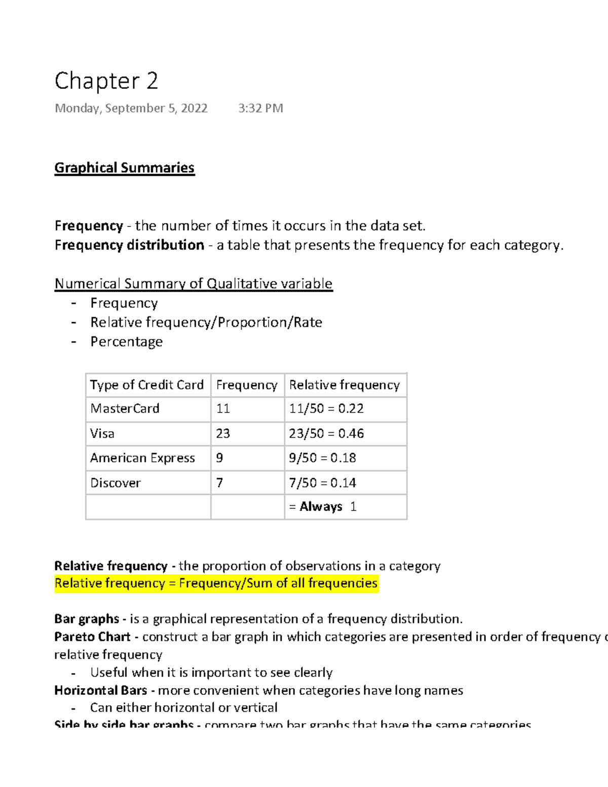 MATH 220 CH 2 - Mozhdeh - Graphical Summaries Frequency - the number of times it occurs in the ...