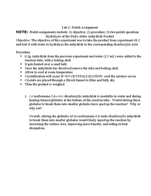 Experiment 2 - Lab 2 Separation Methods - Experiment 2: Separation Methods Date of Submission ...