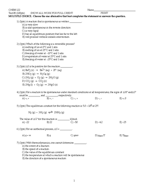 Chem 122 final exam practice exam - Final Exam Practice (120 minutes ...
