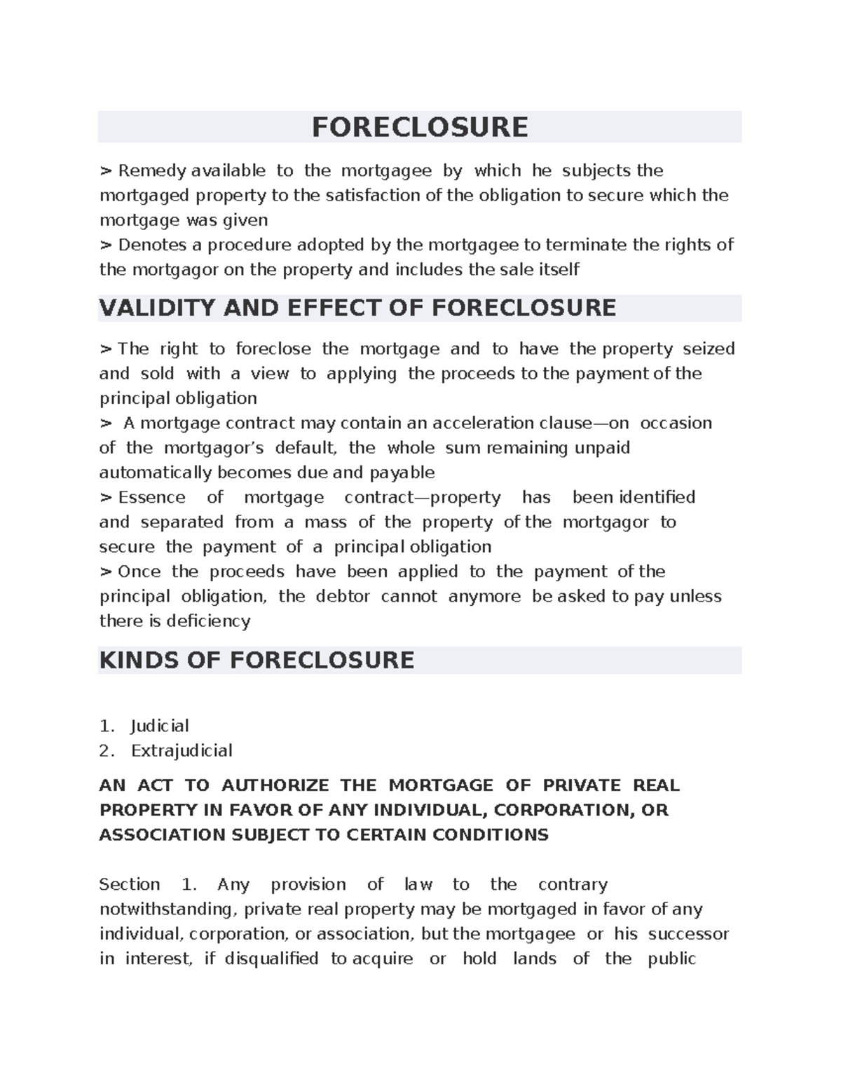 Foreclosure of Real Estate Mortgage - FORECLOSURE > Remedy available to ...