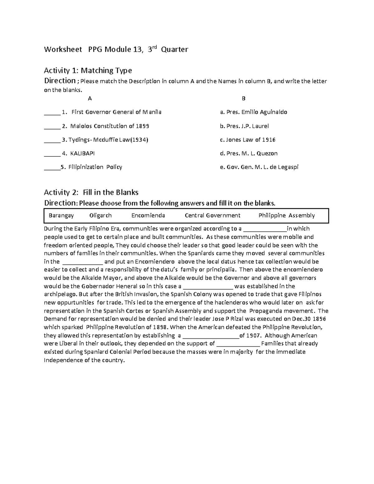 PPG11-Q3-DW13 - Module - Worksheet PPG Module 13, 3rd Quarter Activity ...