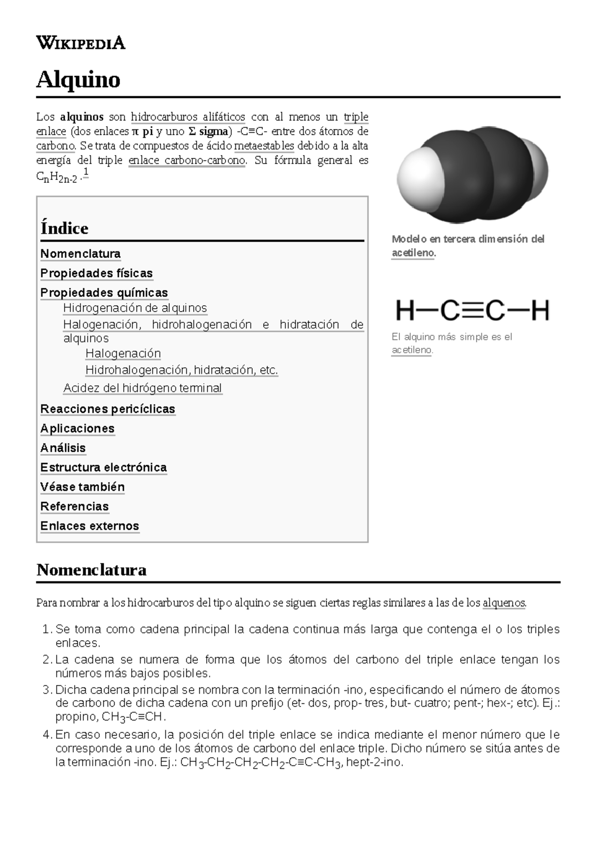 Alquino - Lecture notes 1 - Modelo en tercera dimensión del acetileno ...