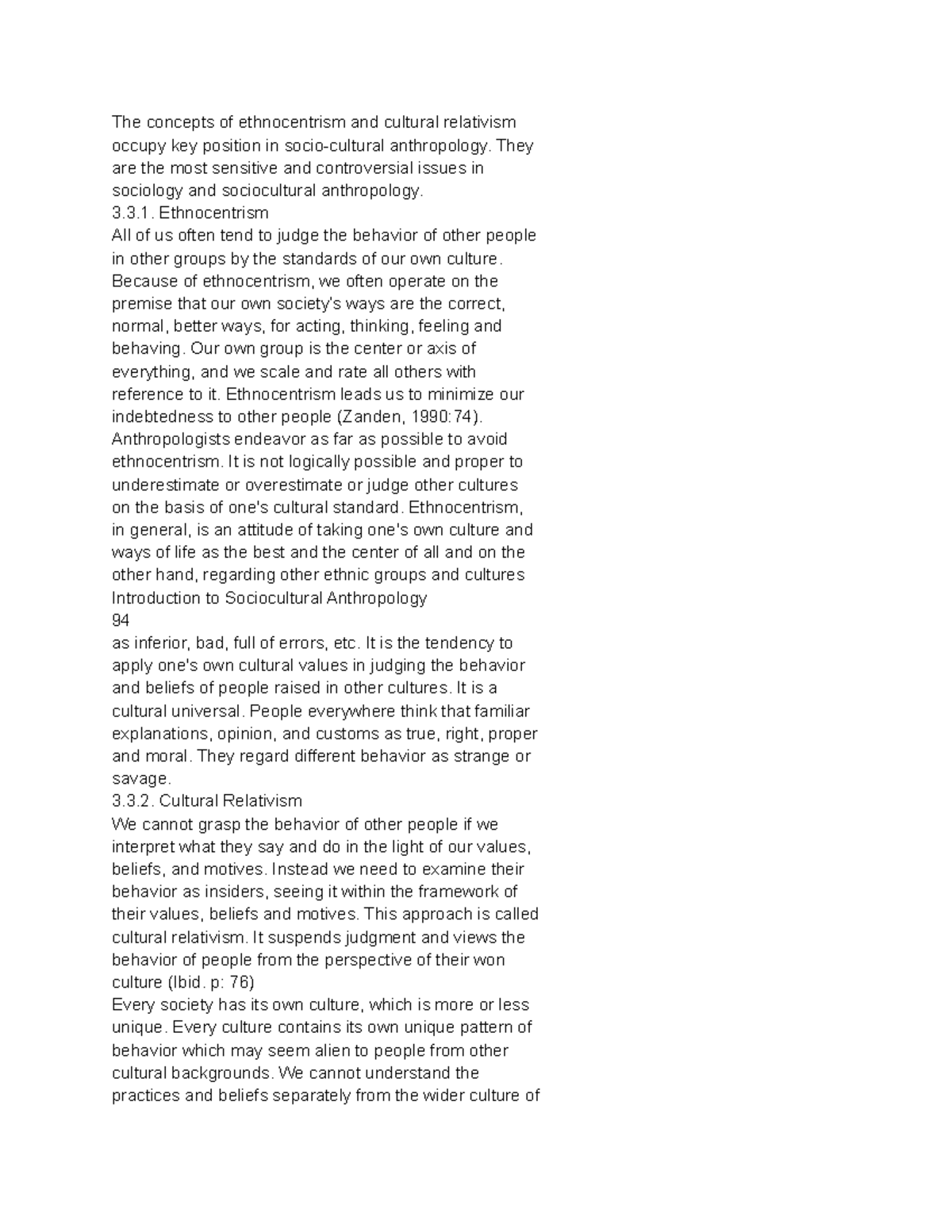 3.3. Ethnocentrism and Cultural Relativism - The concepts of ...