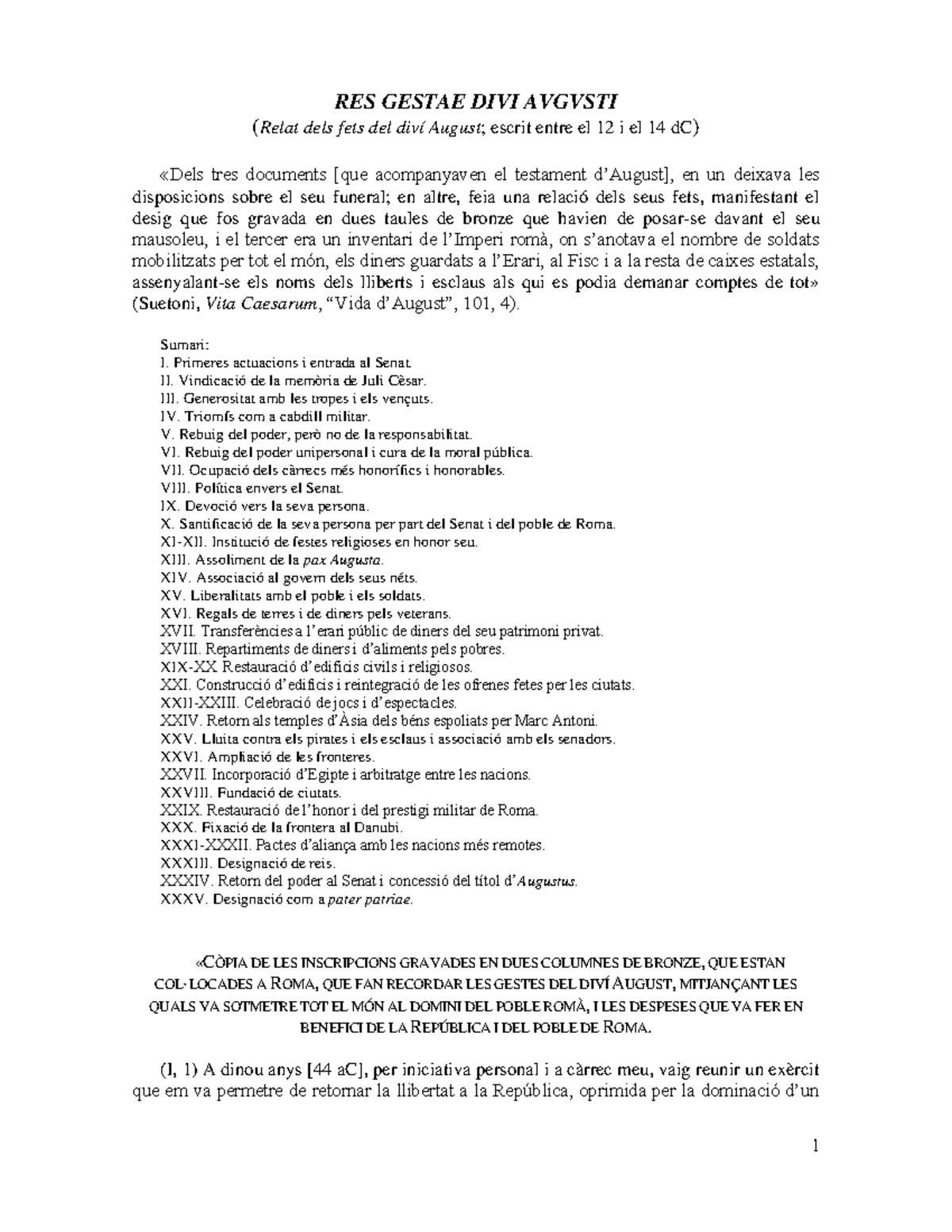 BBB Res gestae - notas del libro de cultura - RES GESTAE DIVI AVGVSTI ...