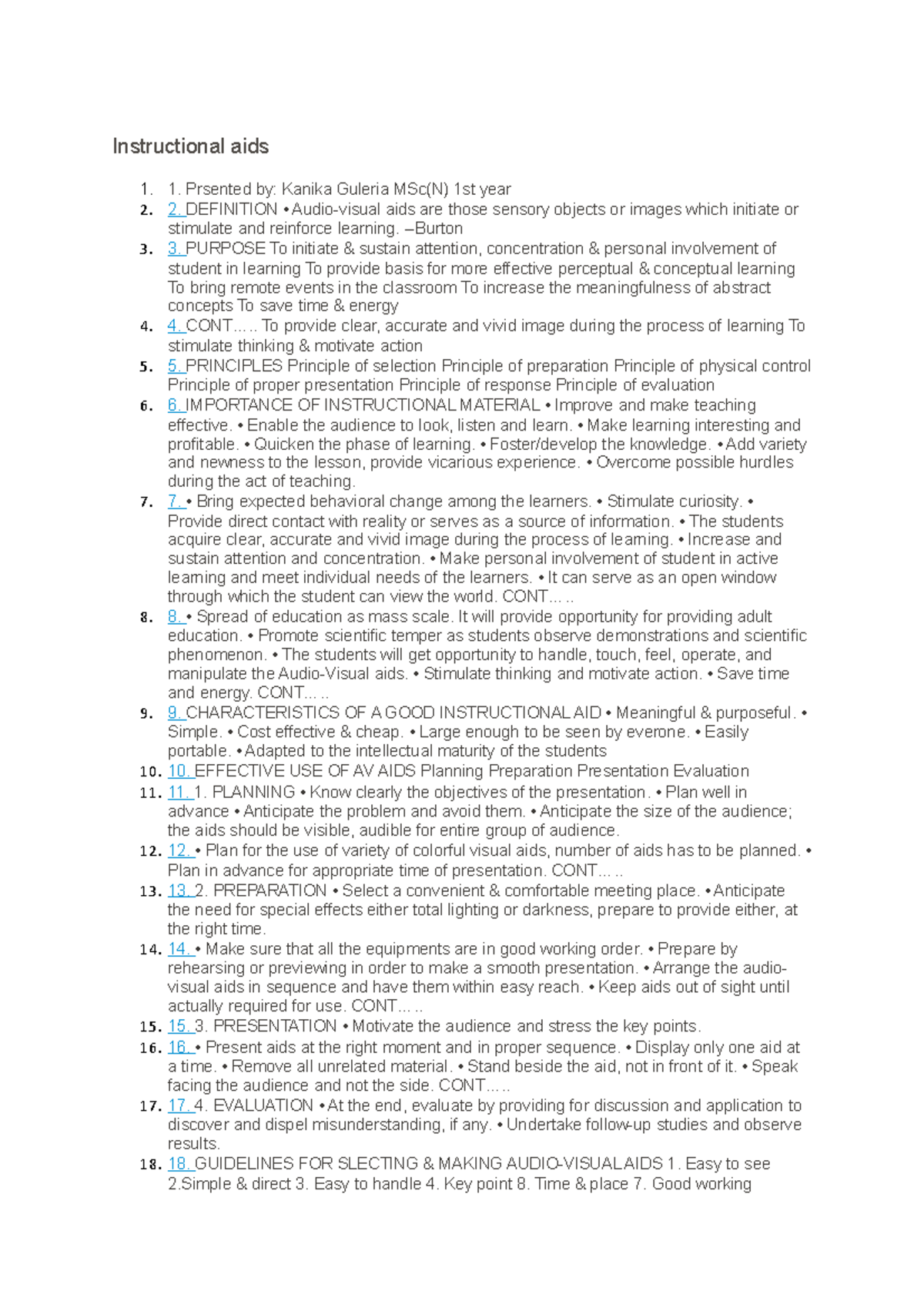 Instructional aids - Instructional aids Prsented by: Kanika Guleria MSc ...