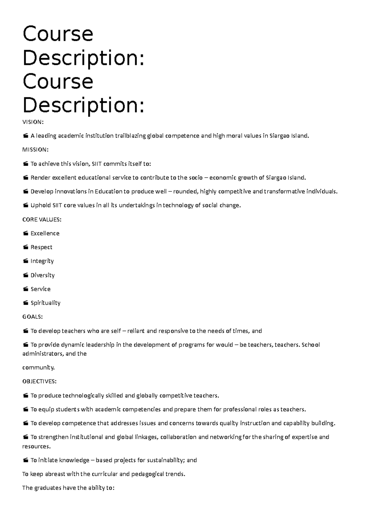 Math science and technology - Course Description: Course Description ...