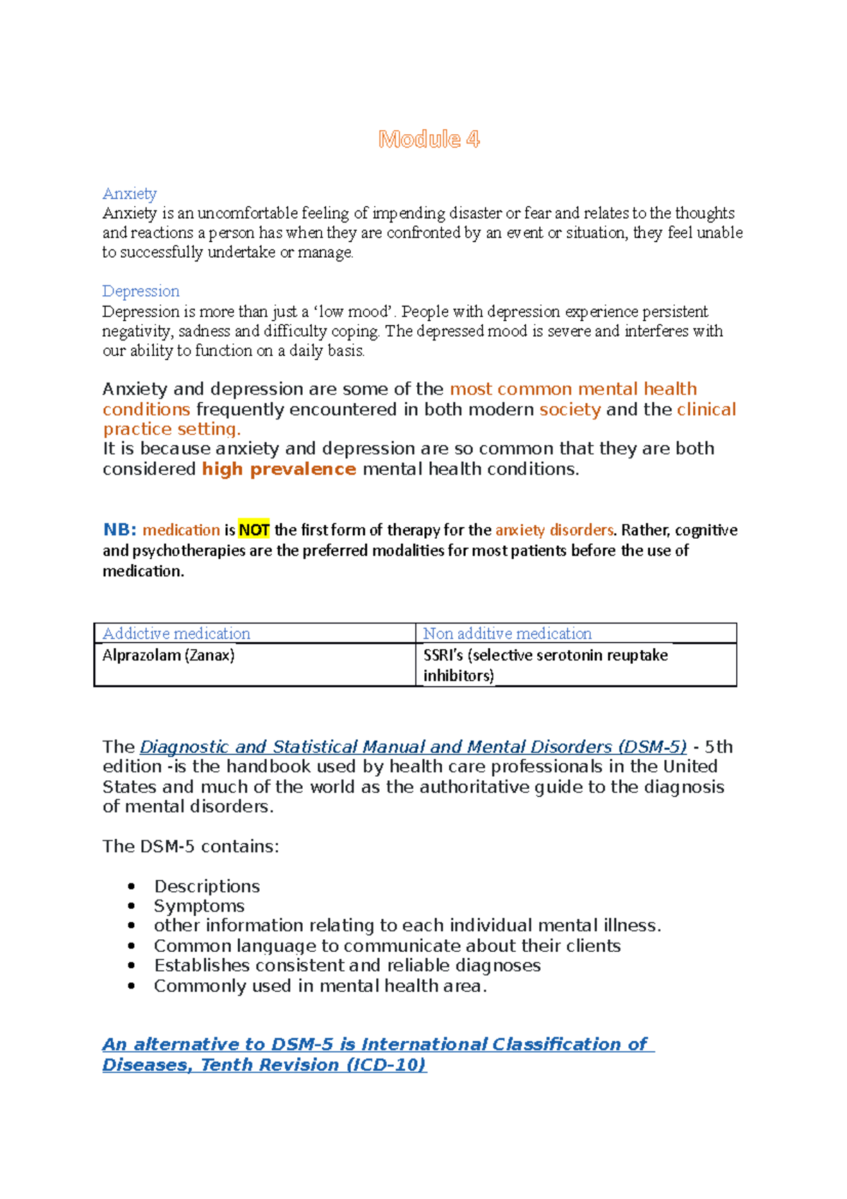 Module 4 - chapter 3 - Module 4 Anxiety Anxiety is an uncomfortable feeling of impending ...