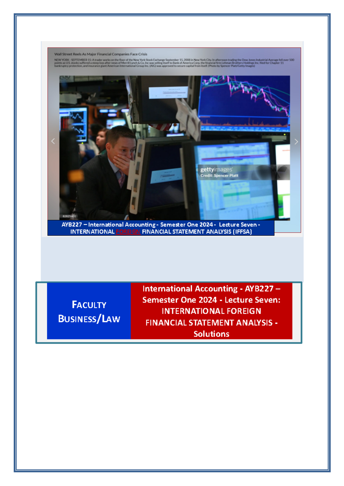AYB227 Tutorial Seven Solutions Iffsa 10CSF Sem One 2024 - AYB227 – Interna-onal Accoun-ng ...
