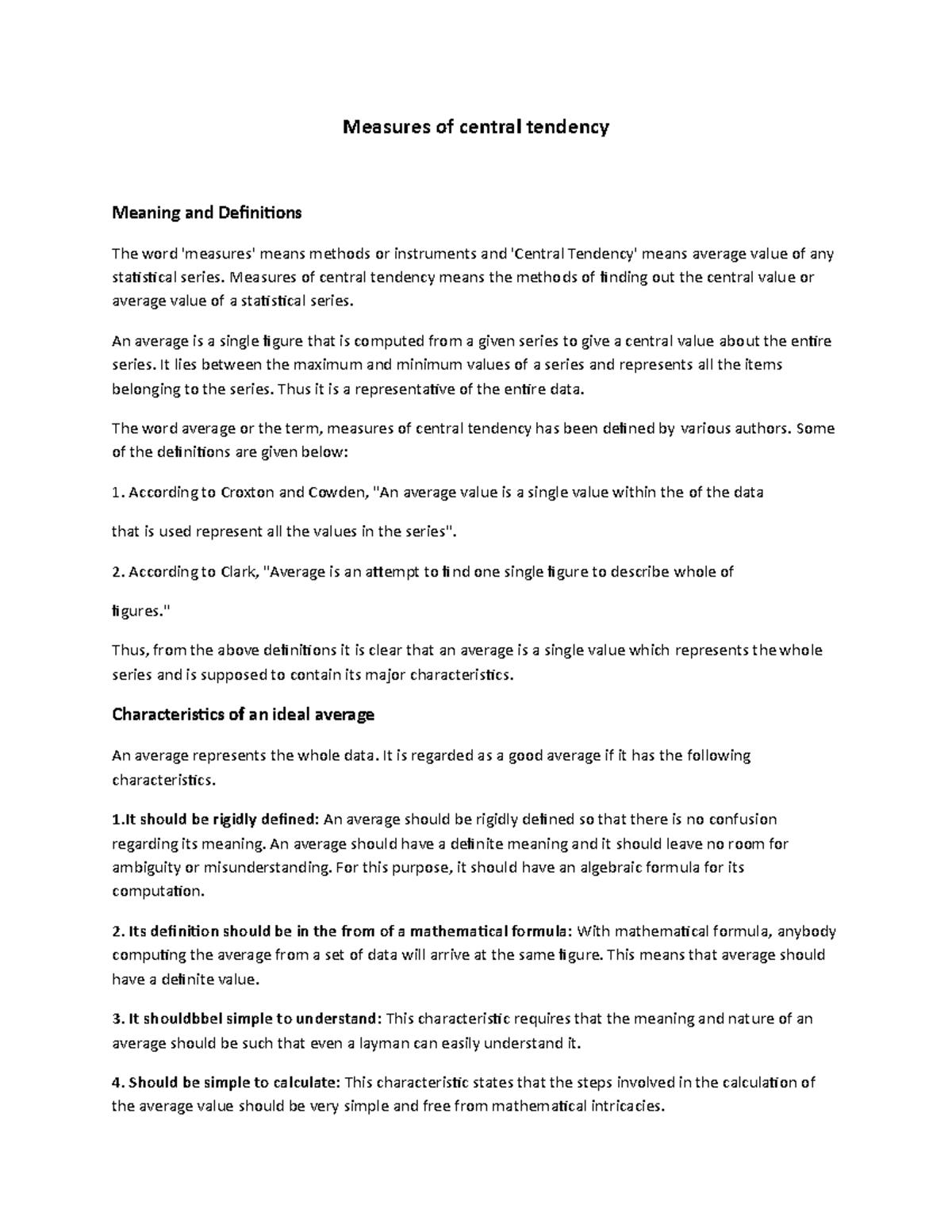 Measures of Central tendency - Measures of central tendency Meaning and ...