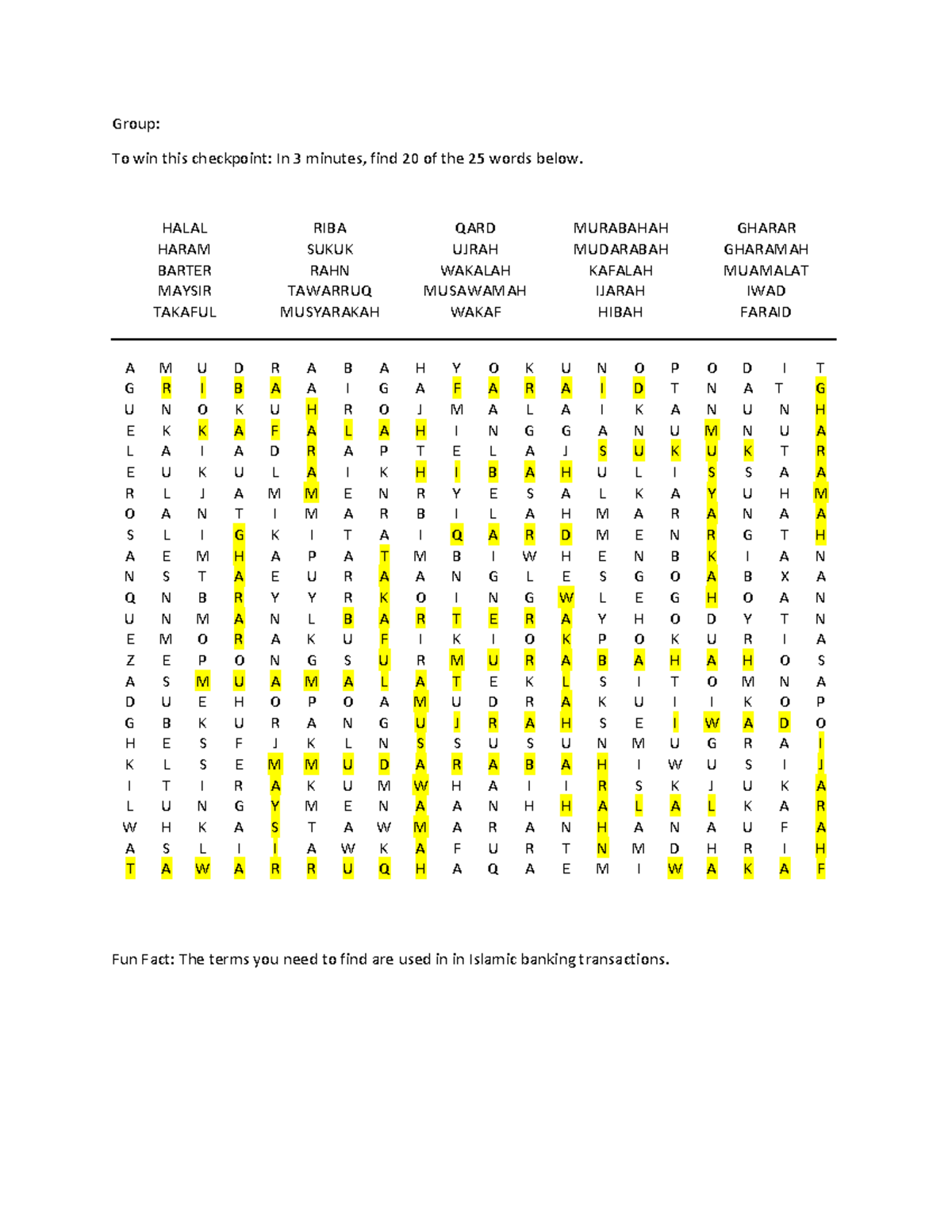 Wordsearch 1-2A - ACTIVITY - Group: To win this checkpoint: In 3 ...