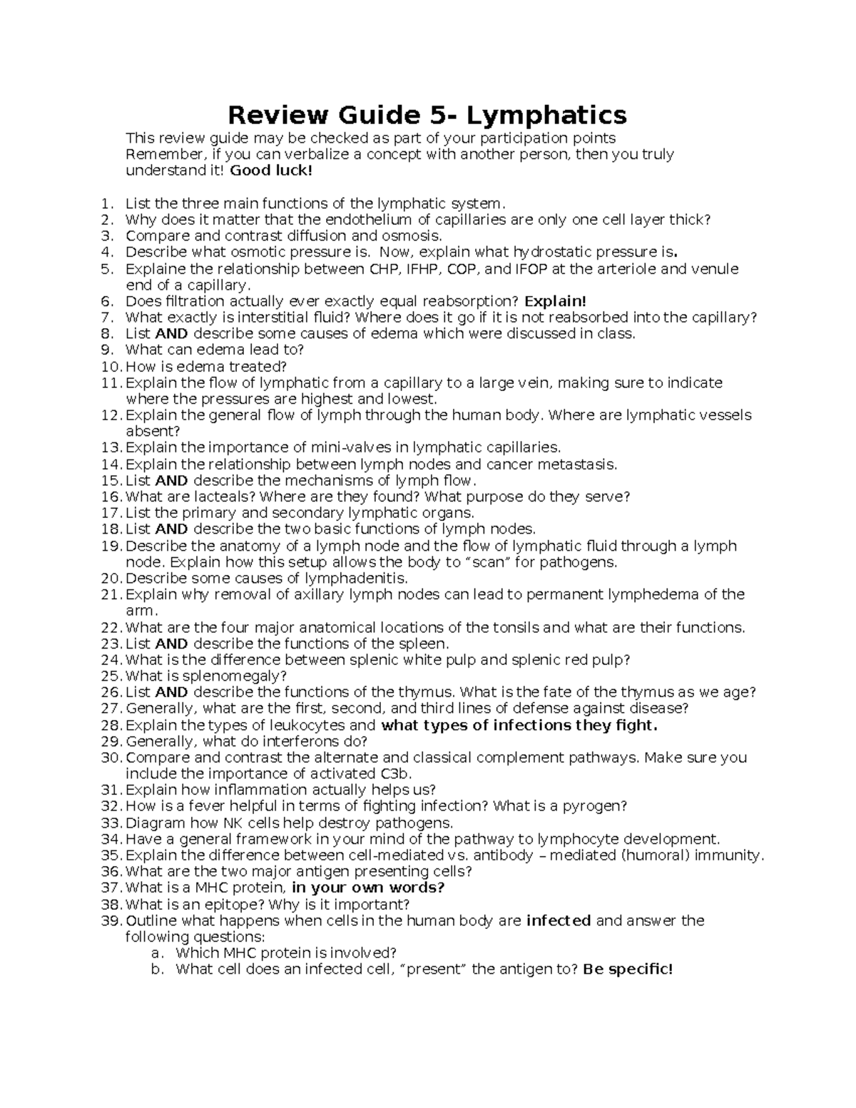 Review Guide 5-Lymphatic System - Review Guide 5- Lymphatics This ...