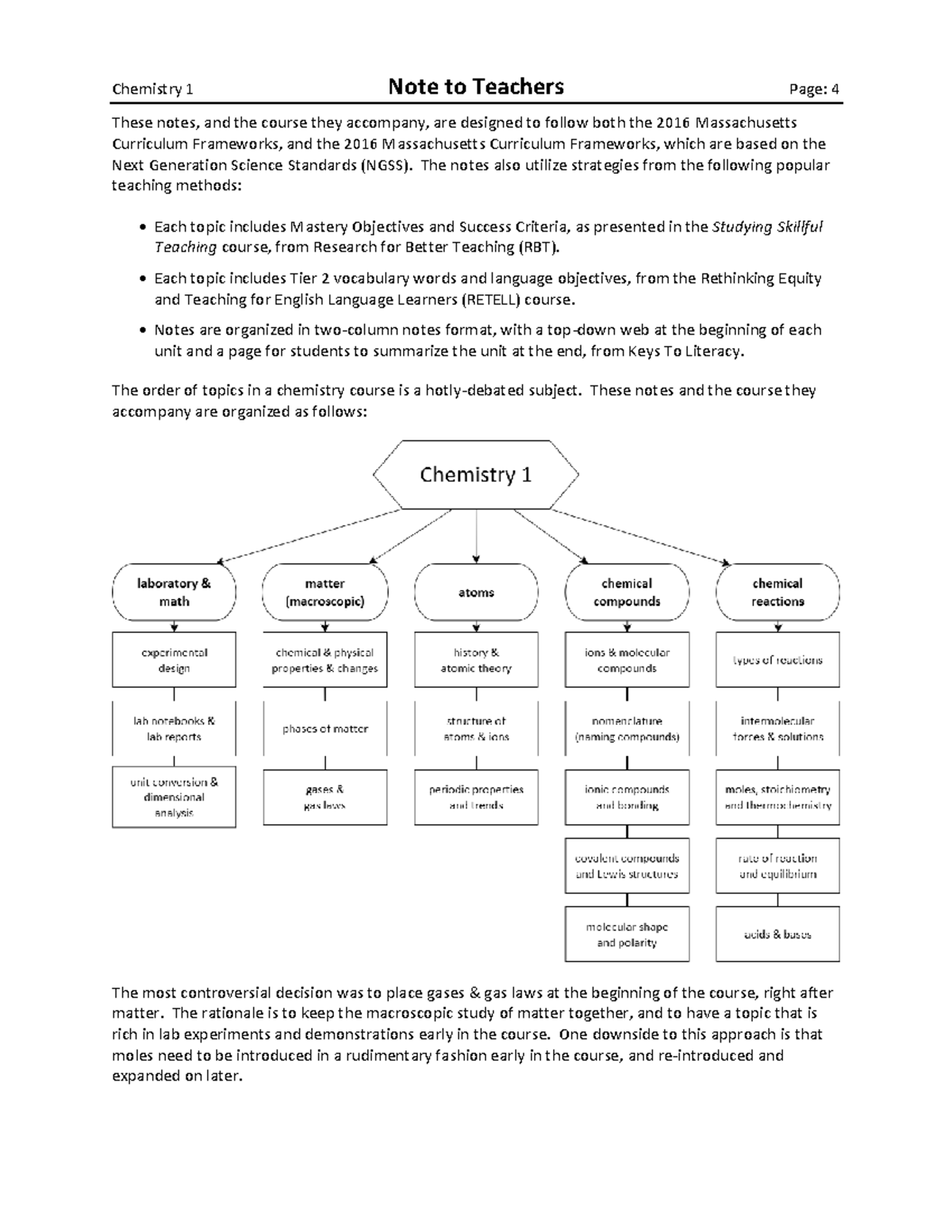Chemistry 1 Class Notes - Chemistry 1 Note to Teachers Page: 4 These ...