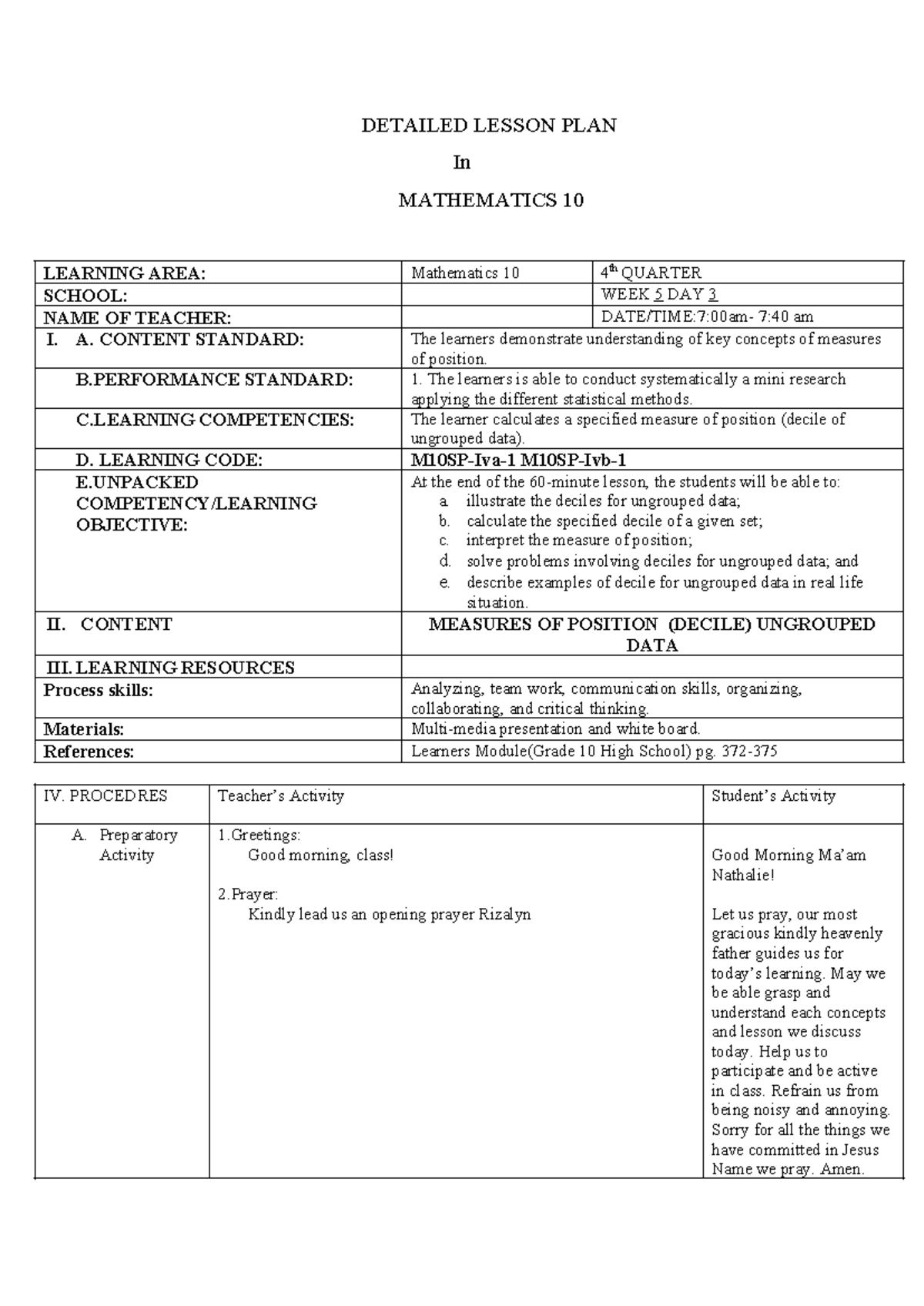 Daily- Lesson-MPD - example of dlp - DETAILED LESSON PLAN In ...