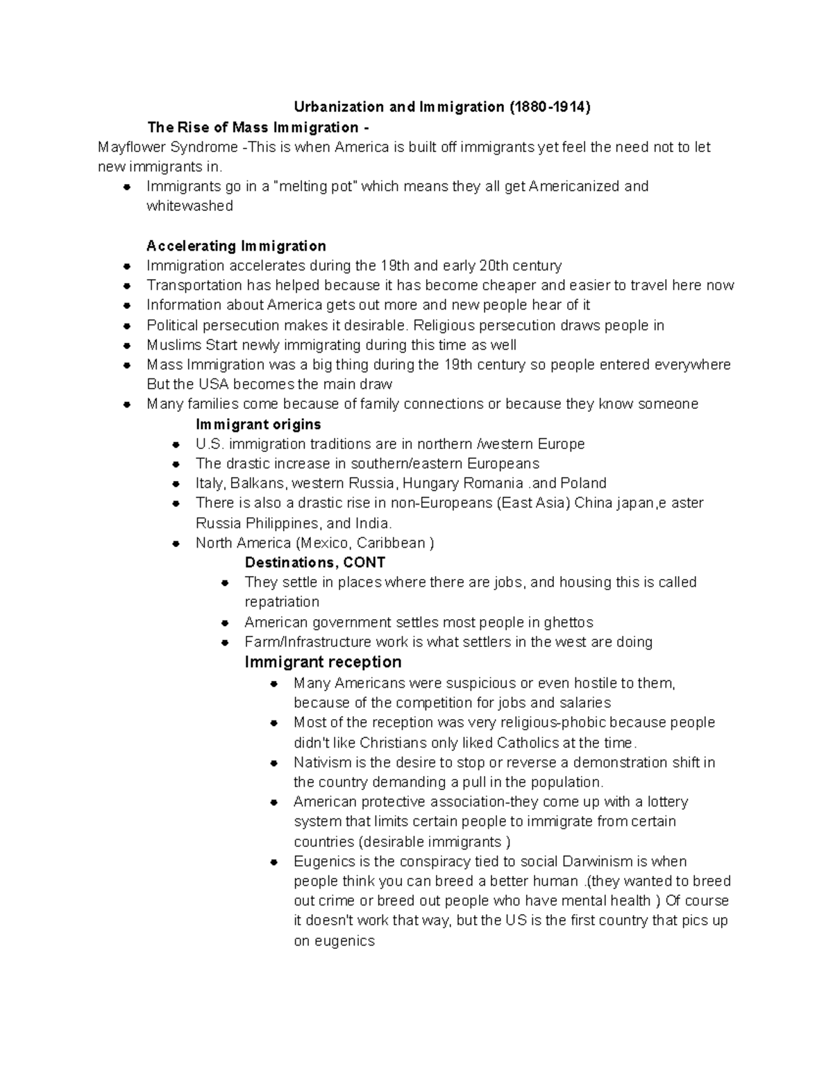 Urbanization and Immigration (1880-1914) - Immigrants go in a “melting ...