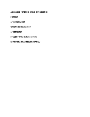 FOR3701 Assignment 02 - ASSESSMENT 02 Module code: FOR Due date 22 August 2023 Unique number ...