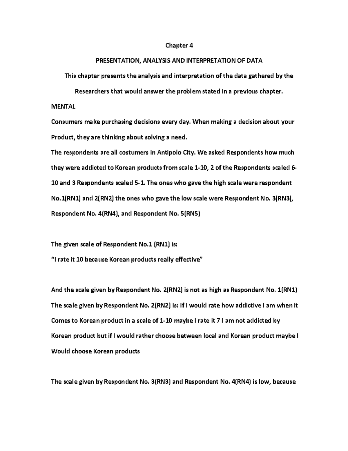 Research Chapter 4 - Chapter 4 PRESENTATION, ANALYSIS AND ...