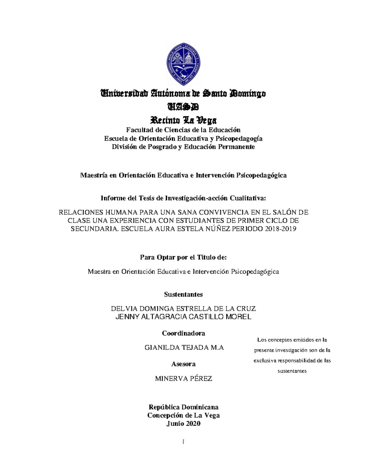 Tesis orientacion educativa - i Universidad Autónoma de Santo Domingo ...