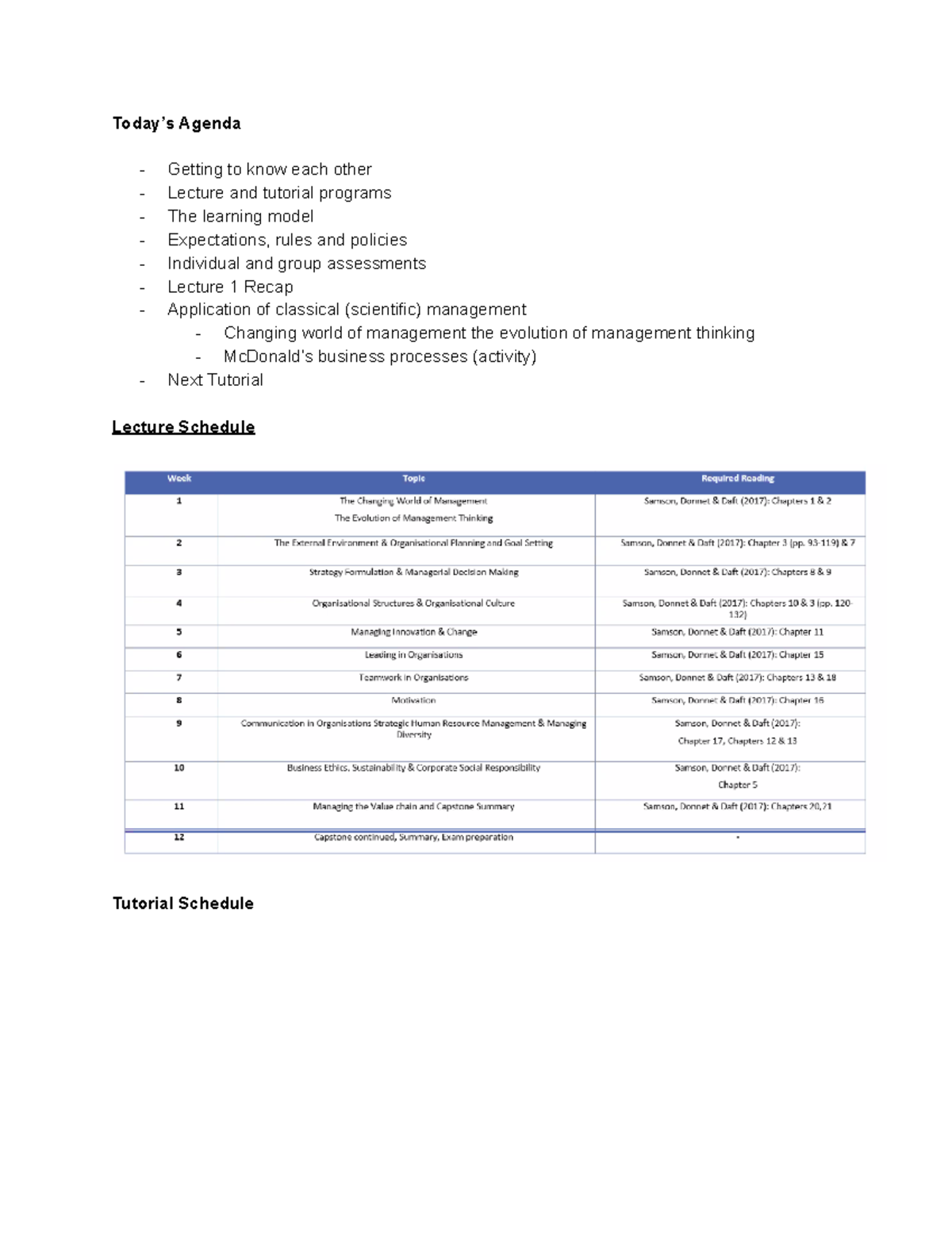 Tutorial 1 - Today’s Agenda Getting to know each other Lecture and ...