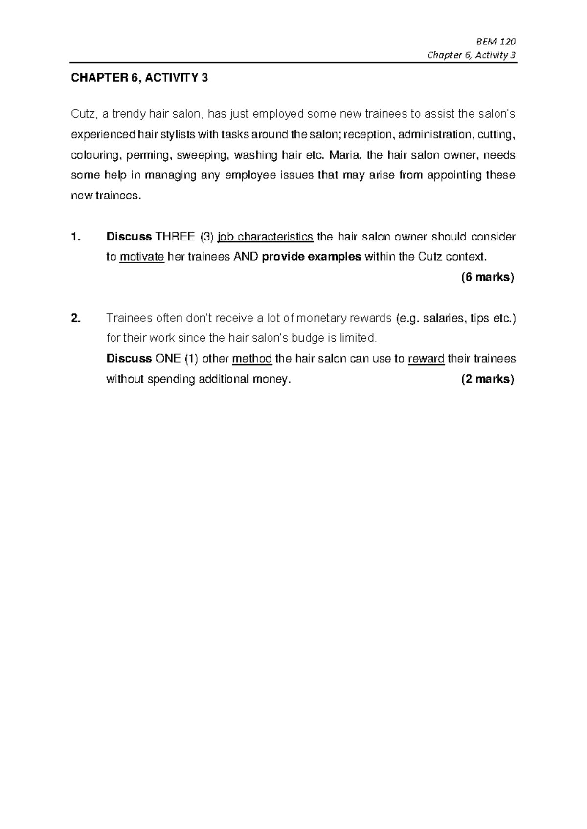 BEM120-2024-Ch6-Activity 3 - BEM 1 20 Chapter 6 , Activity 3 CHAPTER 6 ...