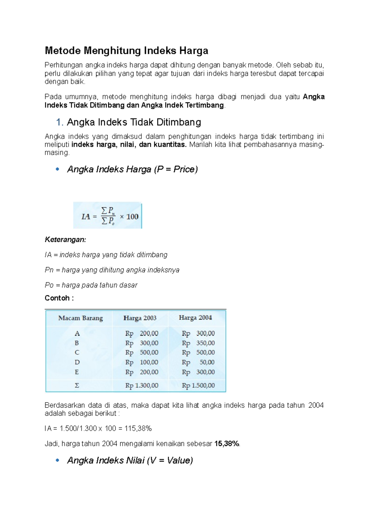 Tm 13 indeks harga - statistik - Metode Menghitung Indeks Harga ...