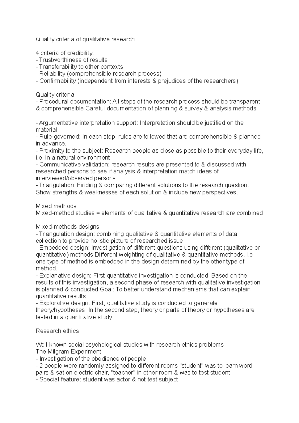 Quality criteria of qualitative research - Proximity to the subject ...