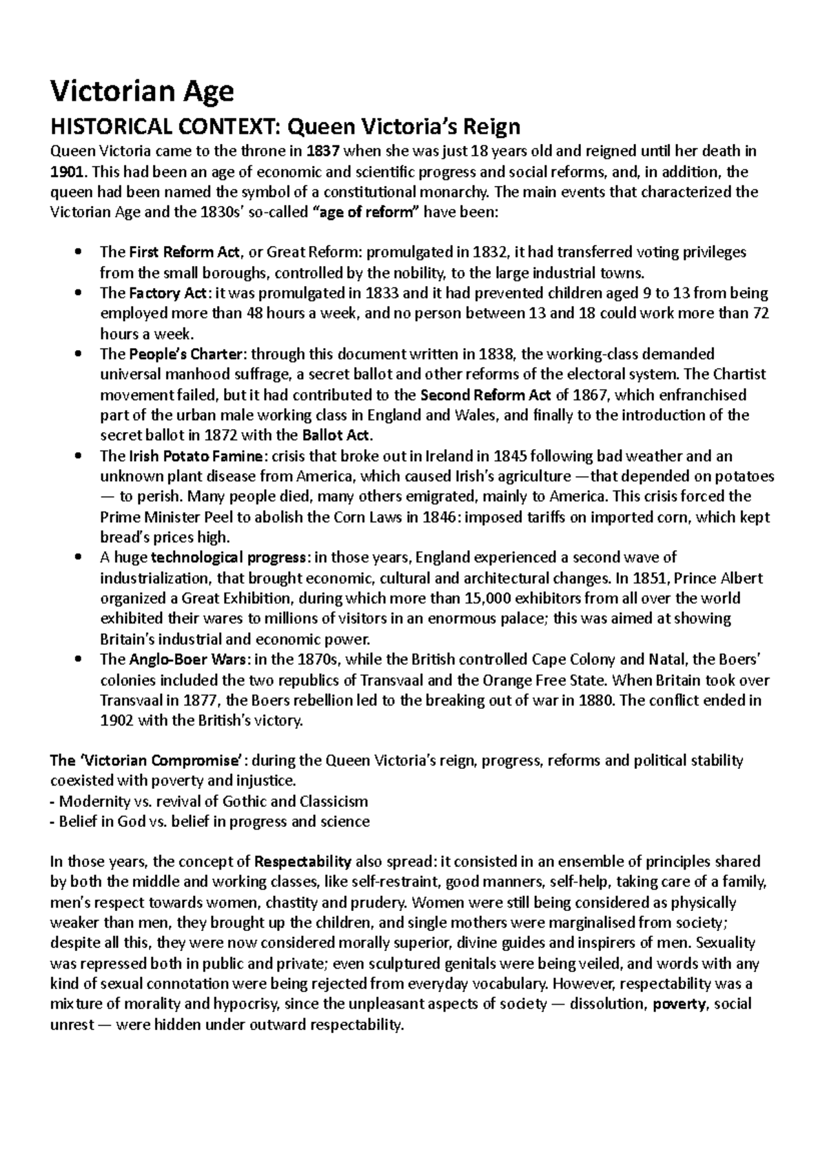 Victorian Age - Victorian Age HISTORICAL CONTEXT: Queen Victoria’s ...