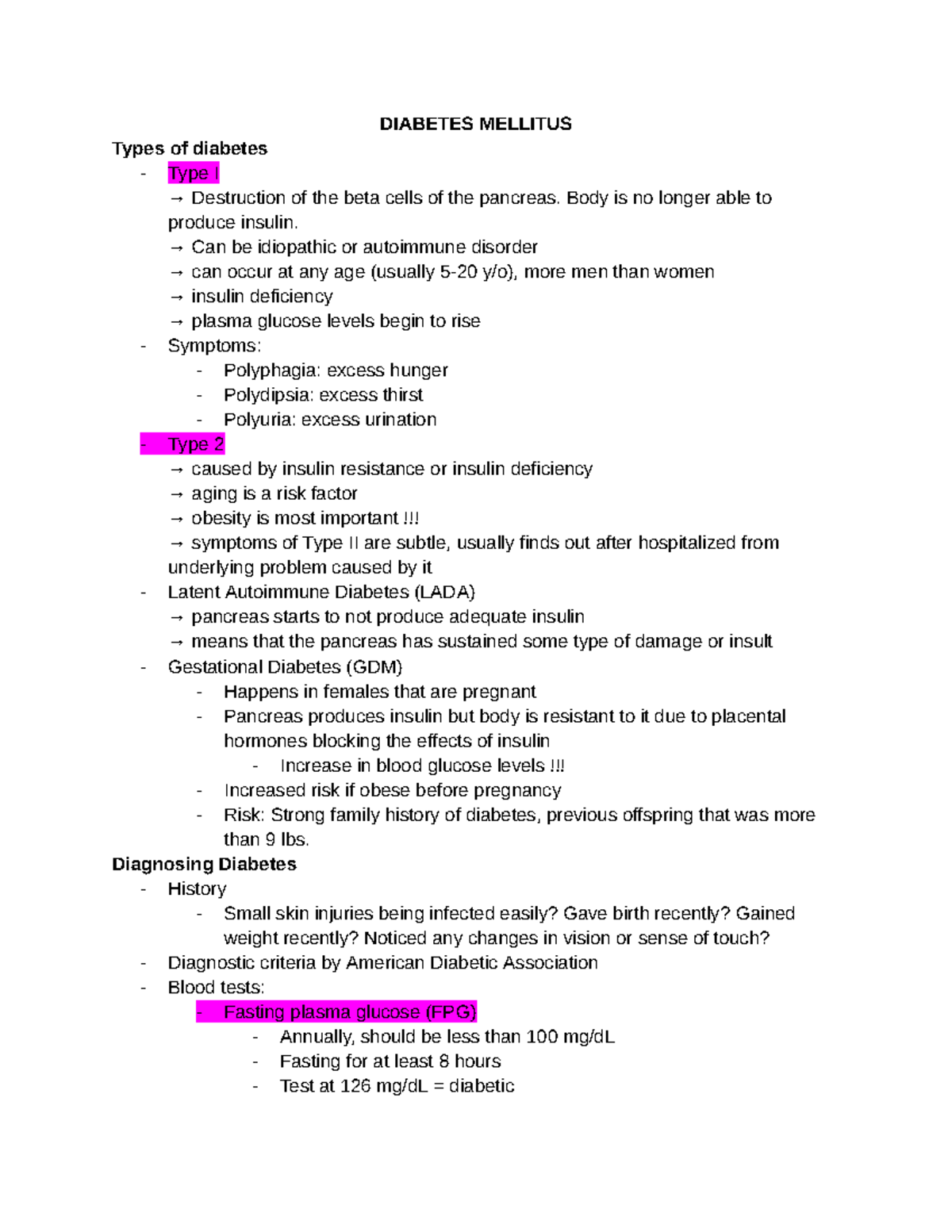 N271 diabetes 2 15 - DIABETES MELLITUS Types of diabetes - Type I → ...