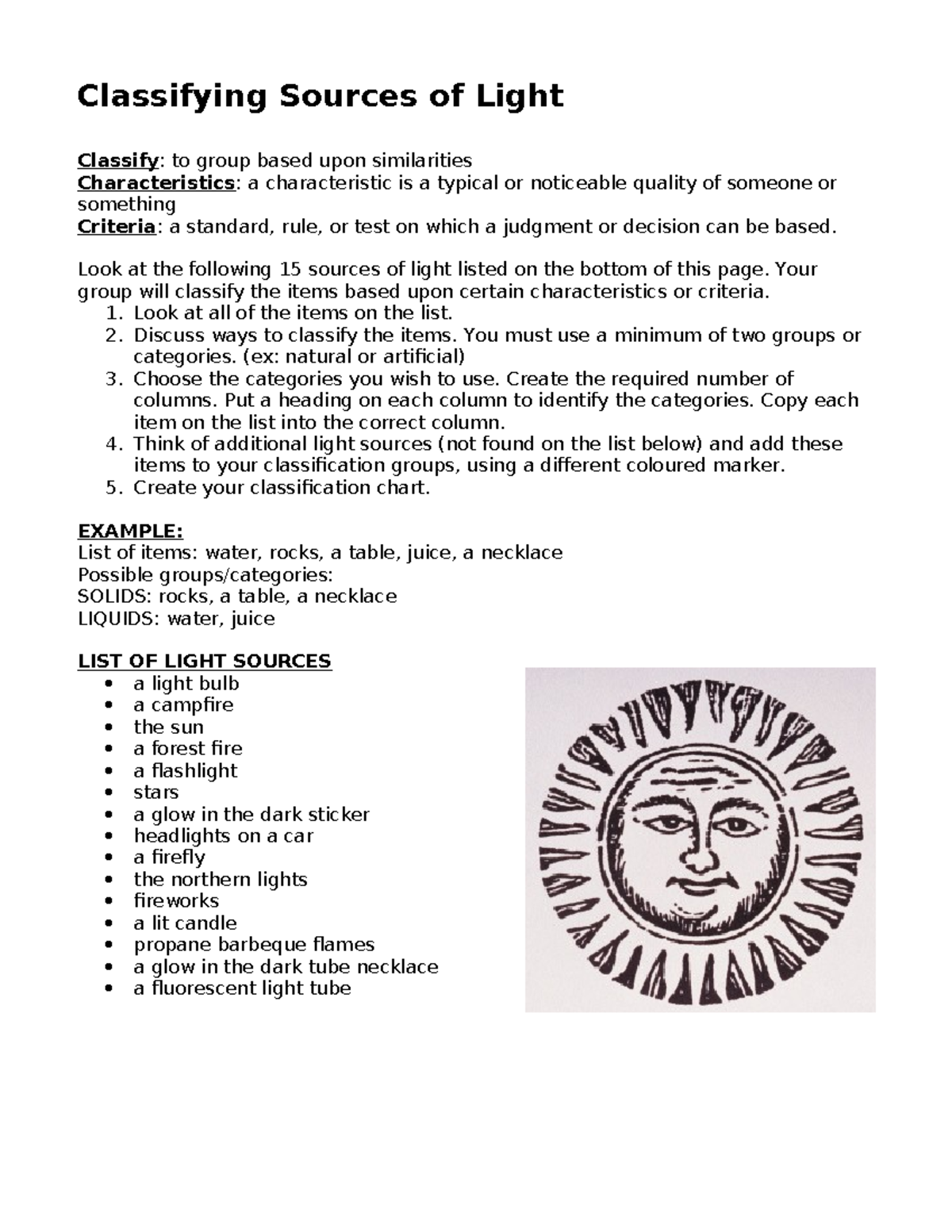 0 Classifying Sources of Light Activity - Classifying Sources of Light ...