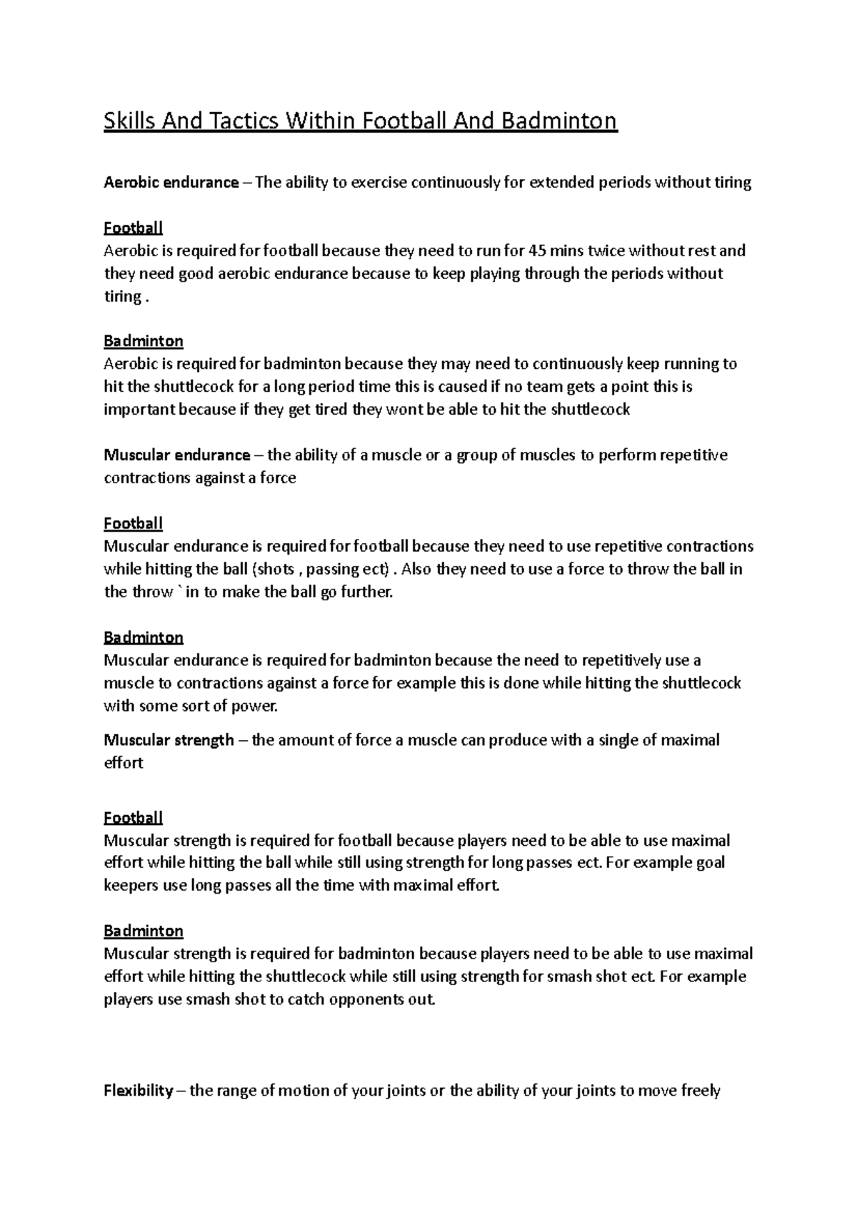 BTEC PE Assignment 4 - rgrgrgdt43tt5tgrf54trgfbvb5trgfbv - Skills And ...