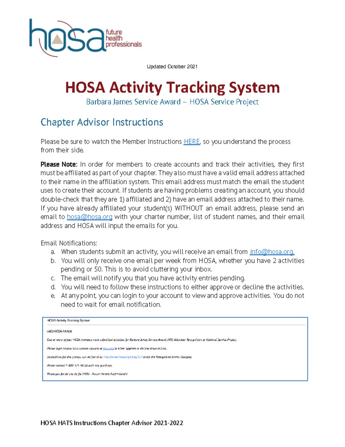 HOSA Database - Chapter Advisor Instructions - Updated October 2021 ...