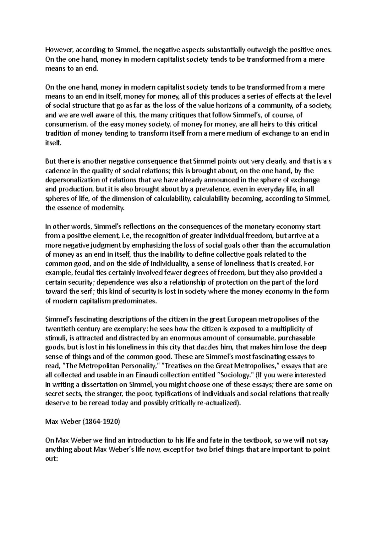 However next - Psycho - However, according to Simmel, the negative ...