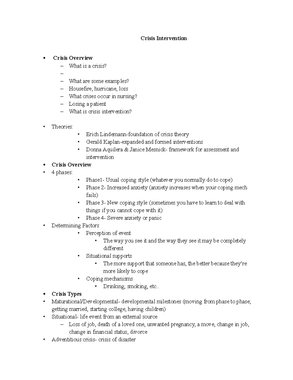 Crisis Intervention Lecture - Crisis Intervention - Crisis Overview ...