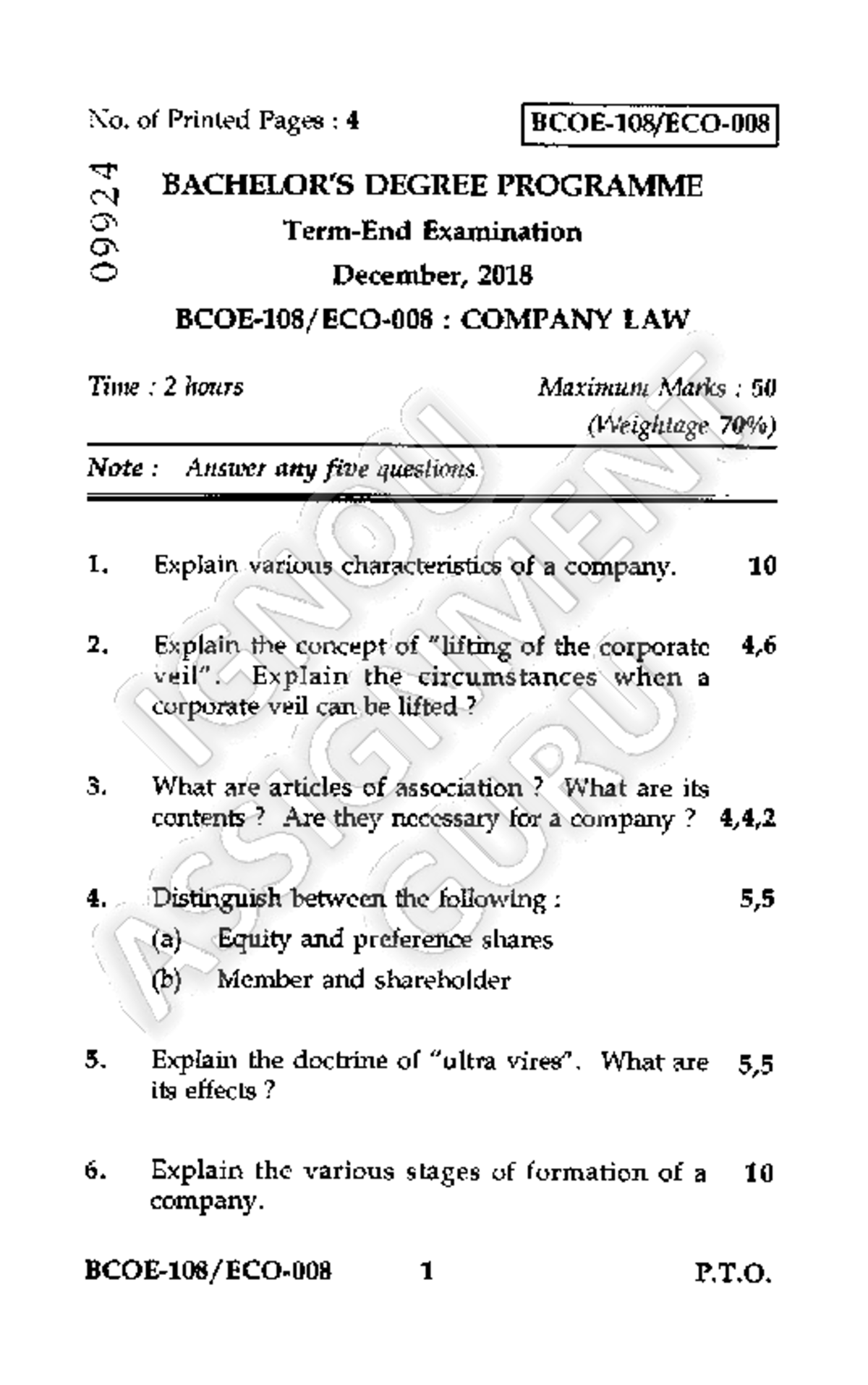 132 - ECO-8 ENG D18 compressed - No. of Printed Pages : 4 BCOE-108/ECO ...