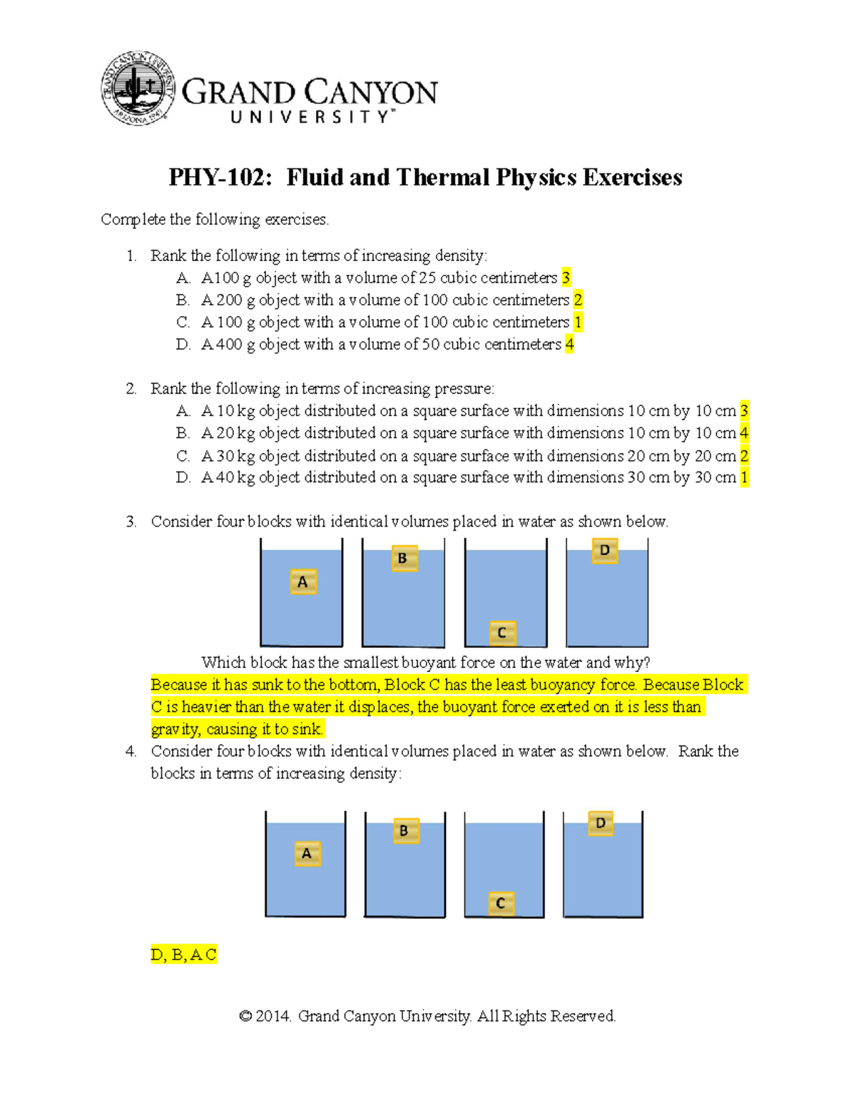 PHY-102 Week 3 Fluid and Thermal Physics Worksheet - PHY-102: Fluid and ...