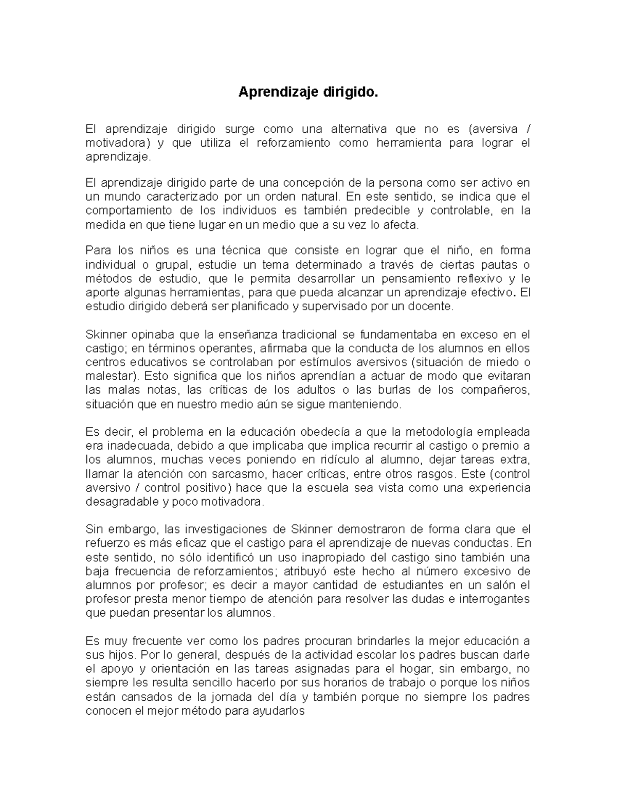 Aprendizaje dirigido - fsdafsadfasdffas - Aprendizaje dirigido. El ...