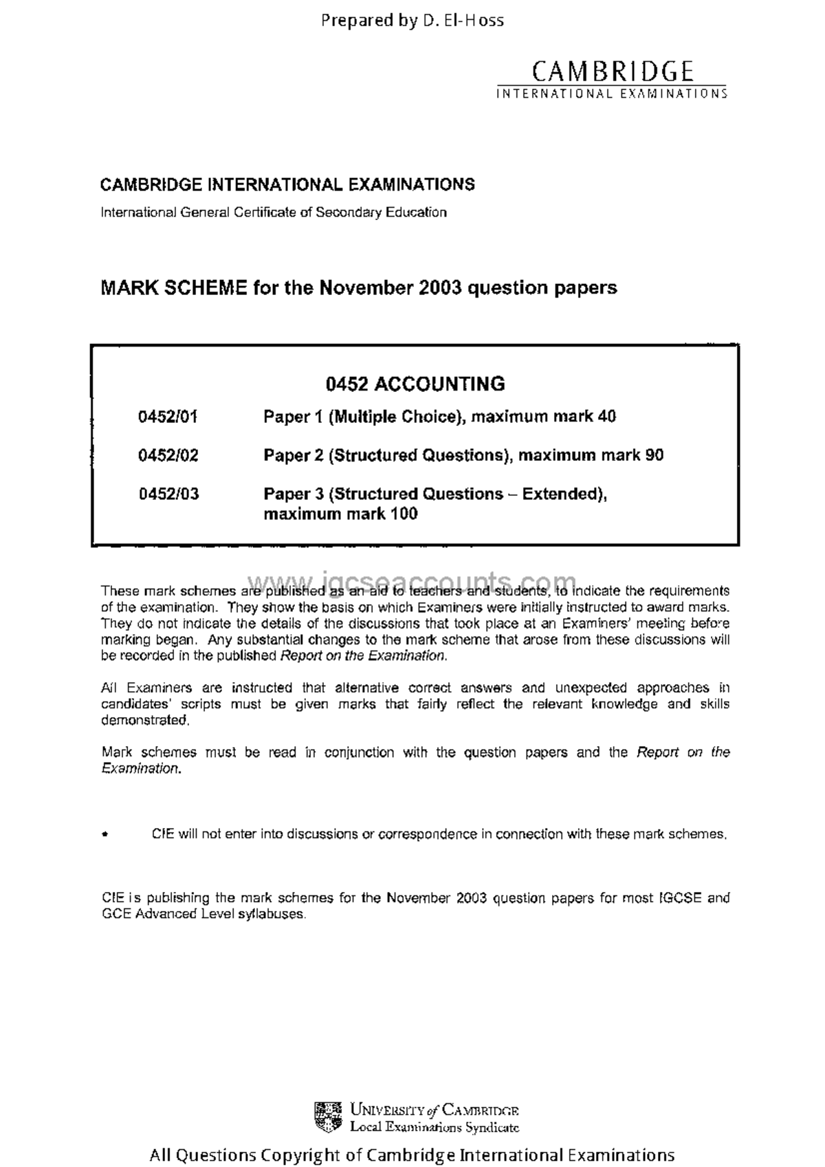 Nov 2003 MS - sdffd - TEST4857 - Studocu