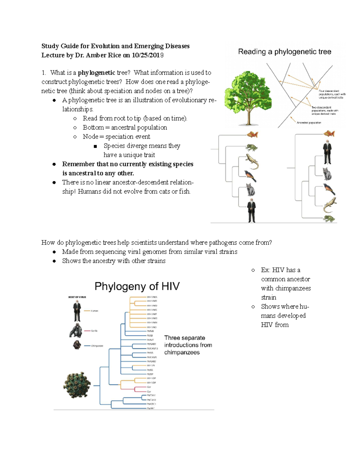 Evolution and Emerging Diseases - Study Guide for Evolution and ...