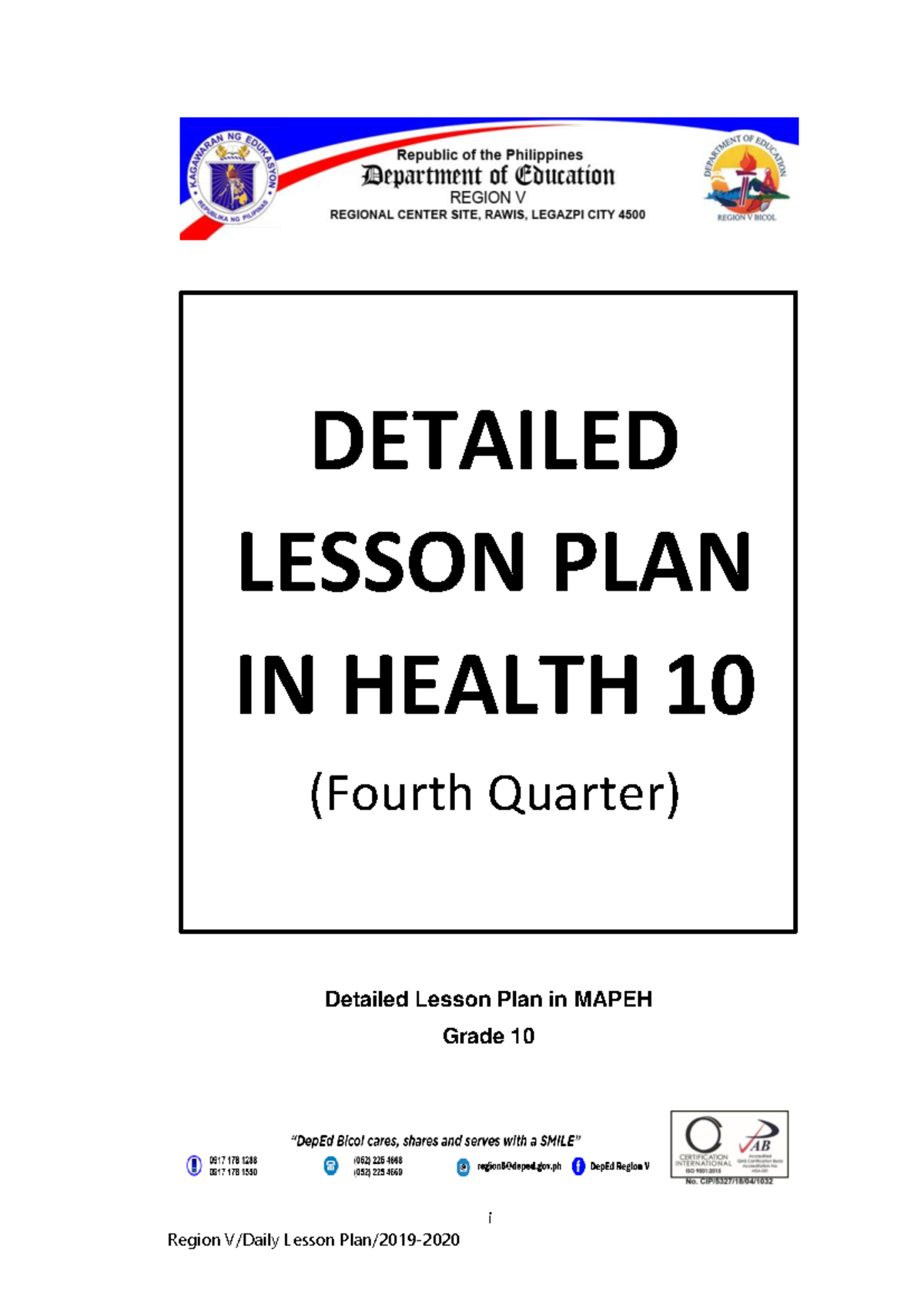 Toaz - It a detailed lesson plan in Mapeh 10 Fourth quarter - i ...