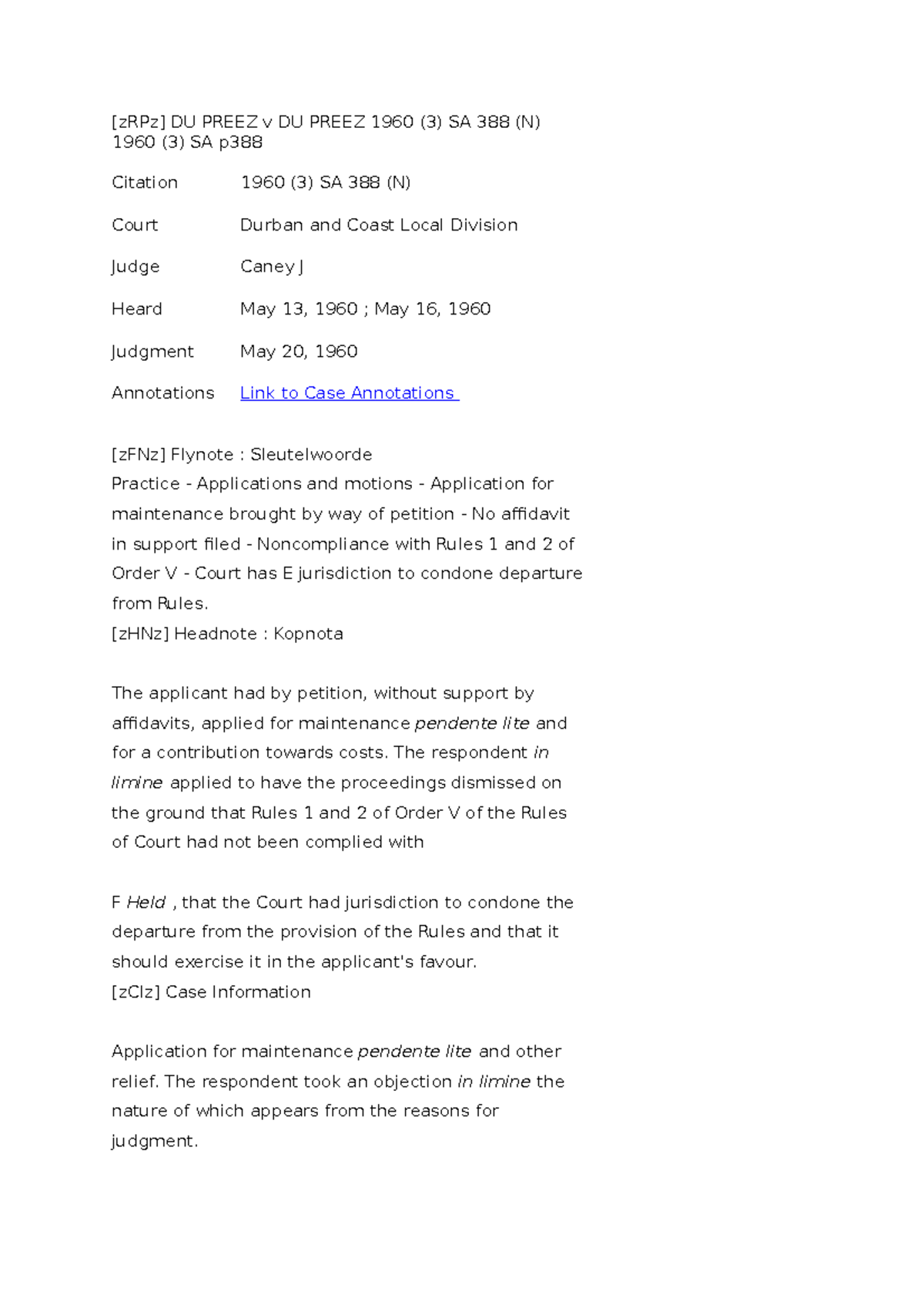 Du preeze v du preeze - A case for Criminal Procedure - [zRPz] DU PREEZ ...