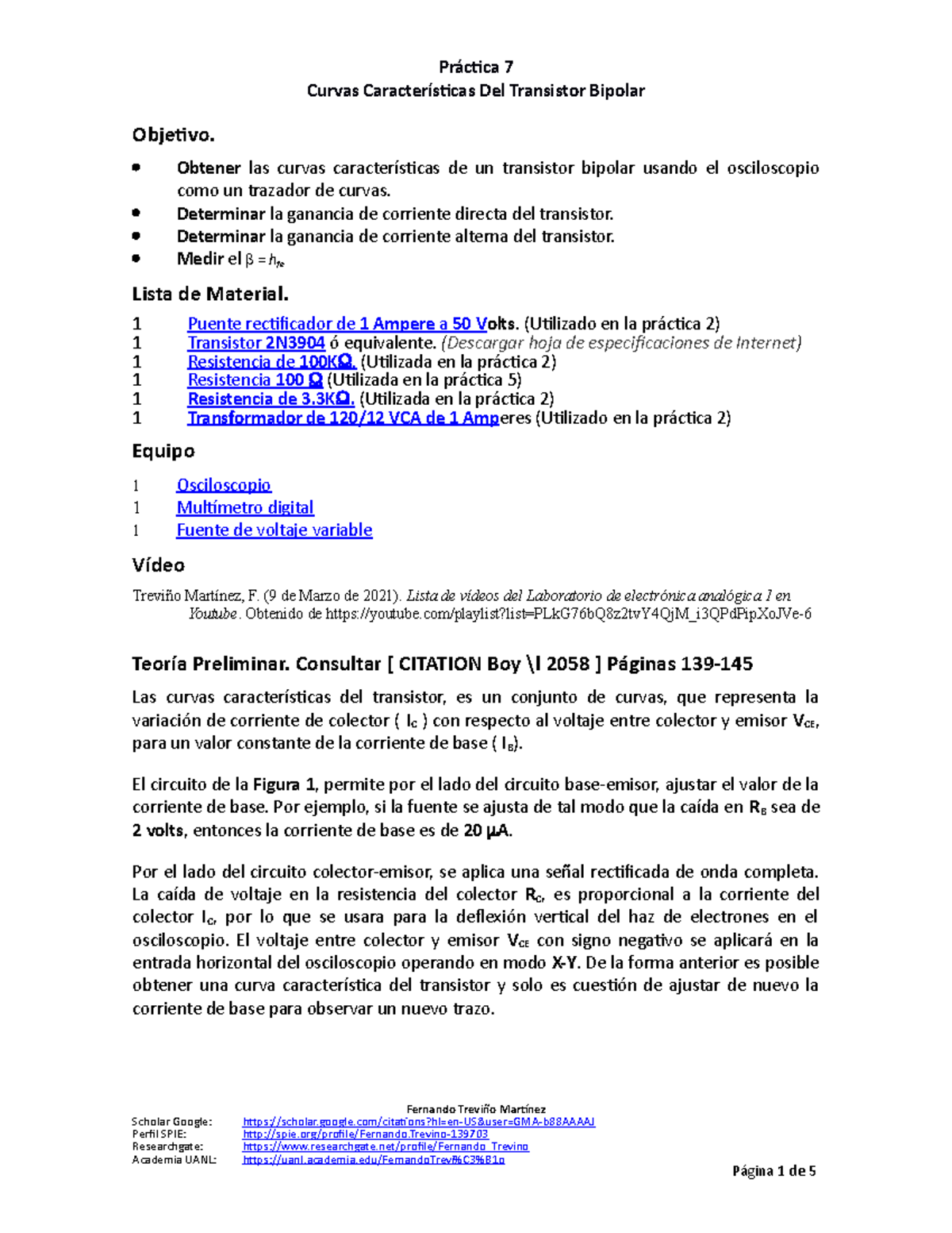 Práctica 7 Curvas Del Transistor Bipolar Miguel 2035471 - Curvas ...