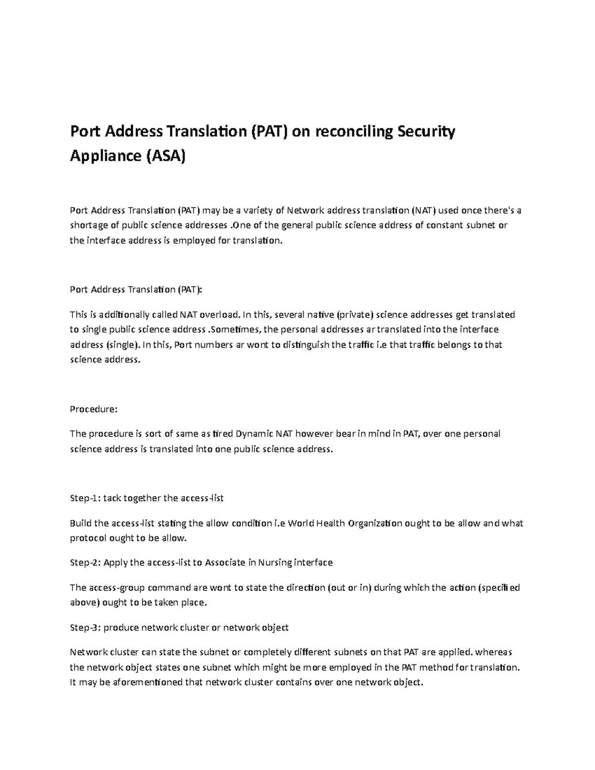 Port Address Translation (PAT) on reconciling Security Appliance - One ...