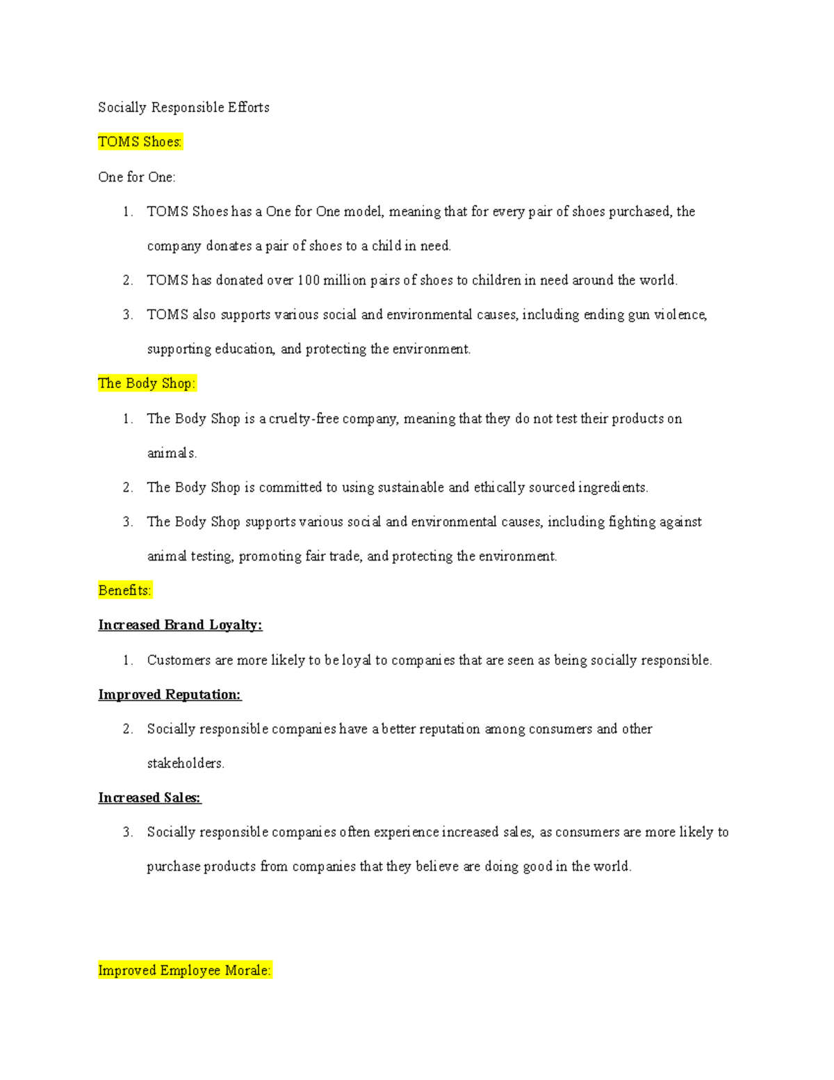 BUS 210 Module Five Assignment - Socially Responsible Efforts TOMS ...