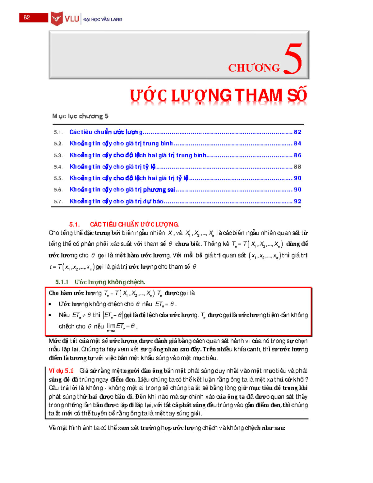 Thkudktkd C5 UOC Luong Khoang THAM SO Thong KE - ƯỚC LƯỢNG THAM SỐ Mục lục chương 5 Các tiêu ...